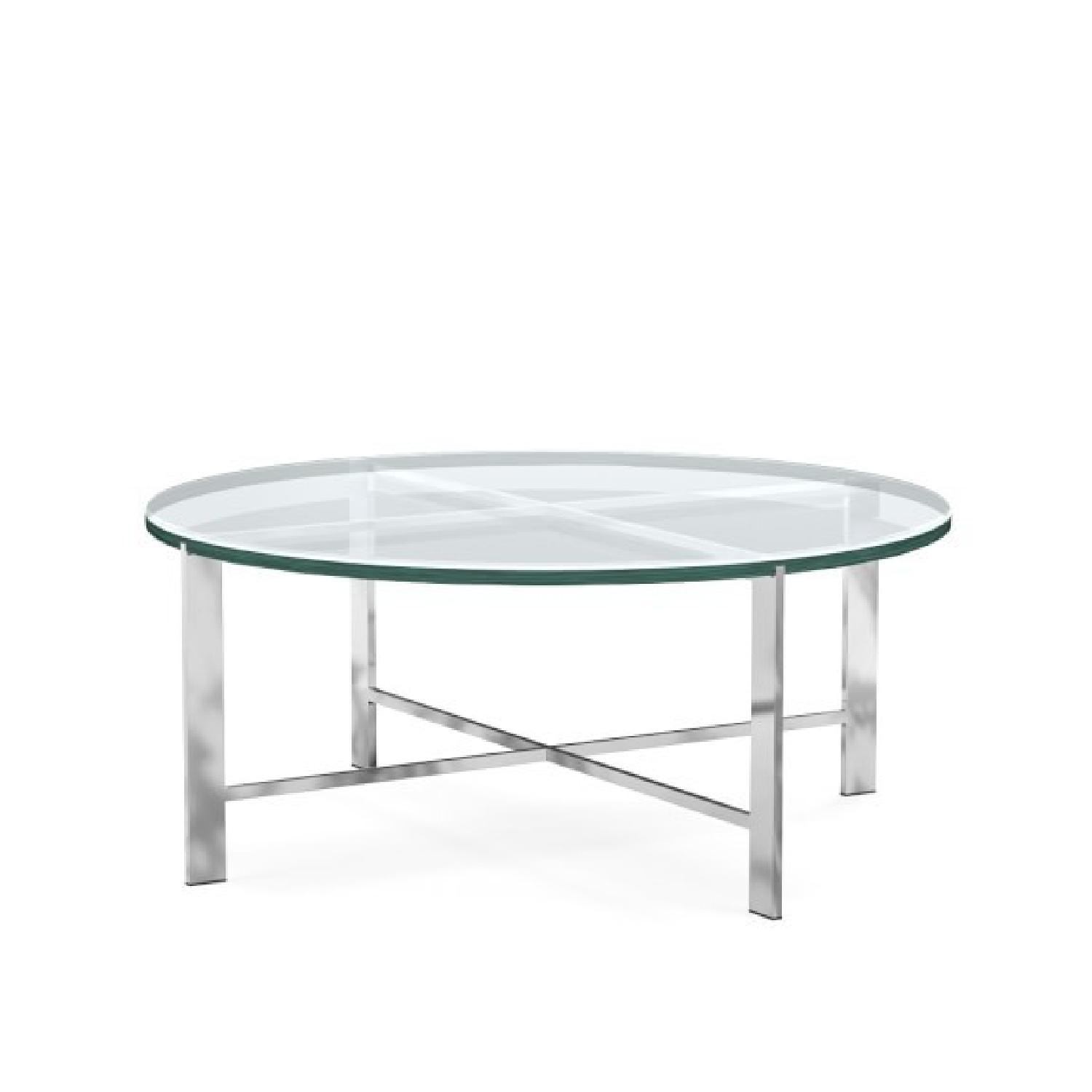 Williams Sonoma Mercer Round Glass Coffee Table - AptDeco