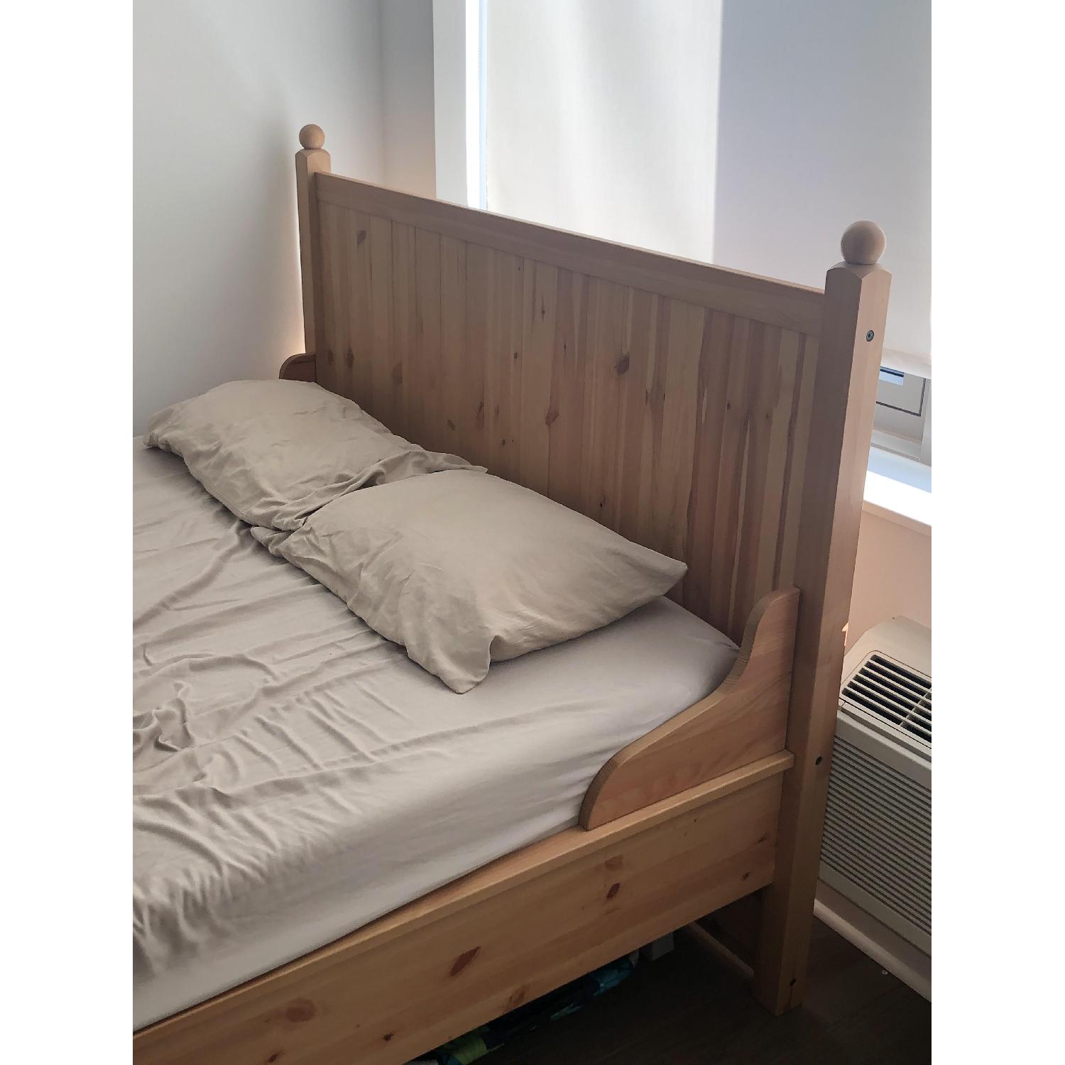Ikea Hurdal Rustic Wood Queen Bed - AptDeco