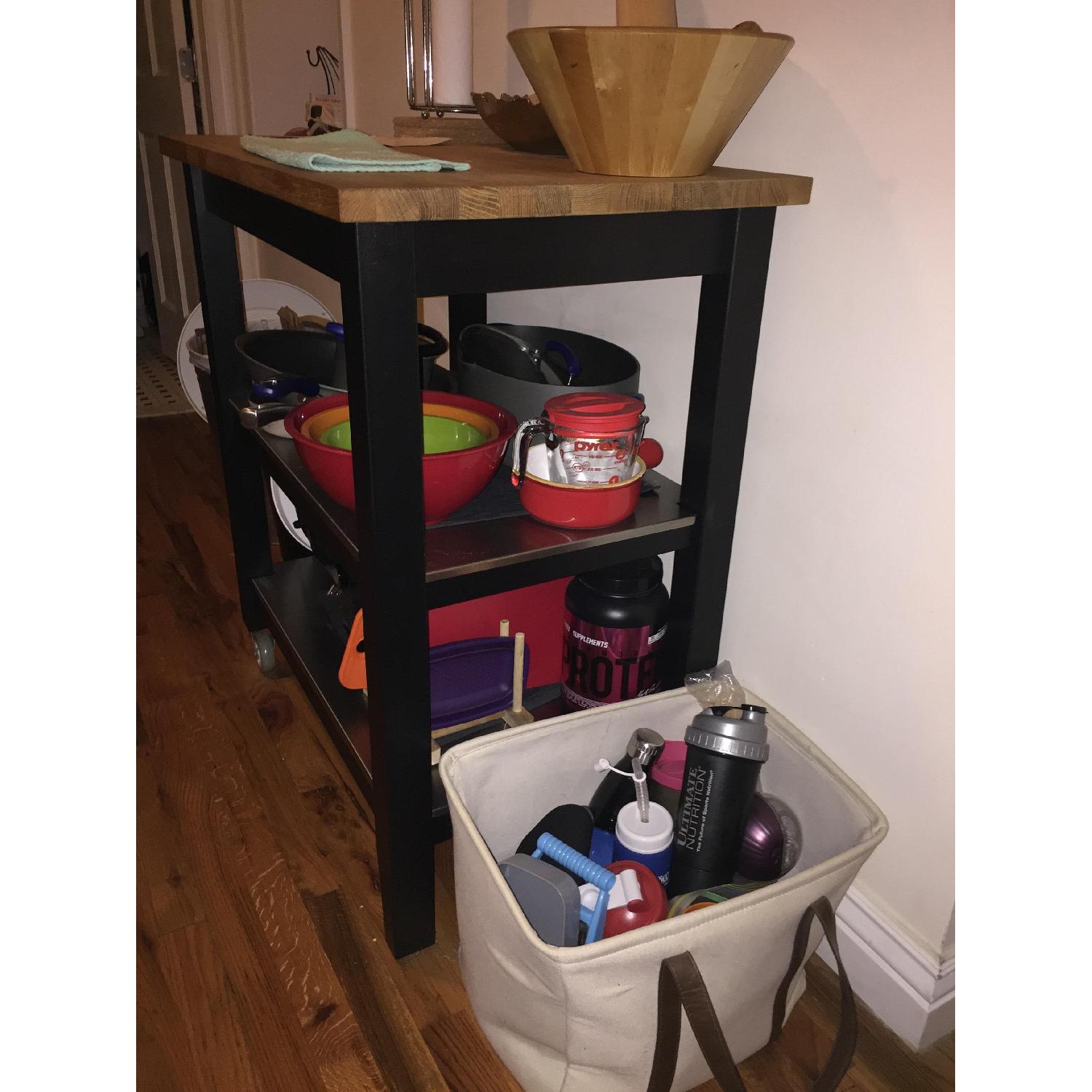 Ikea Stenstorp Black/Brown Kitchen Island - AptDeco