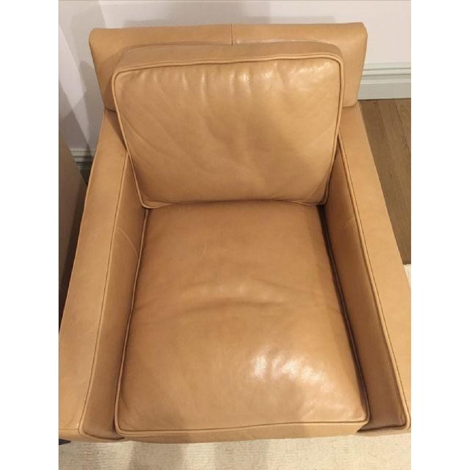 Crate & Barrel Camel Leather Club Chairs - A Pair - AptDeco