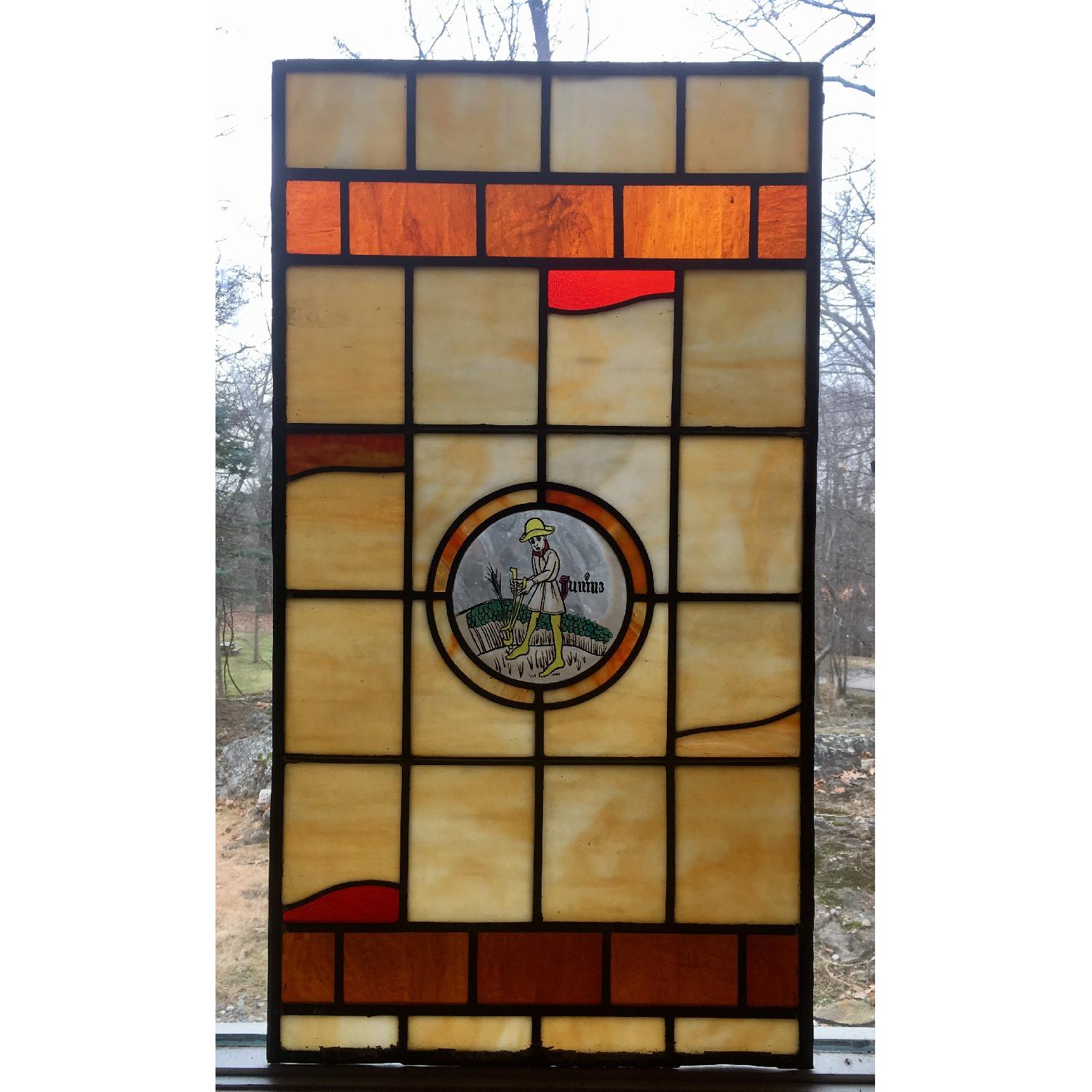 Antique Stained Glass Window Panel - AptDeco