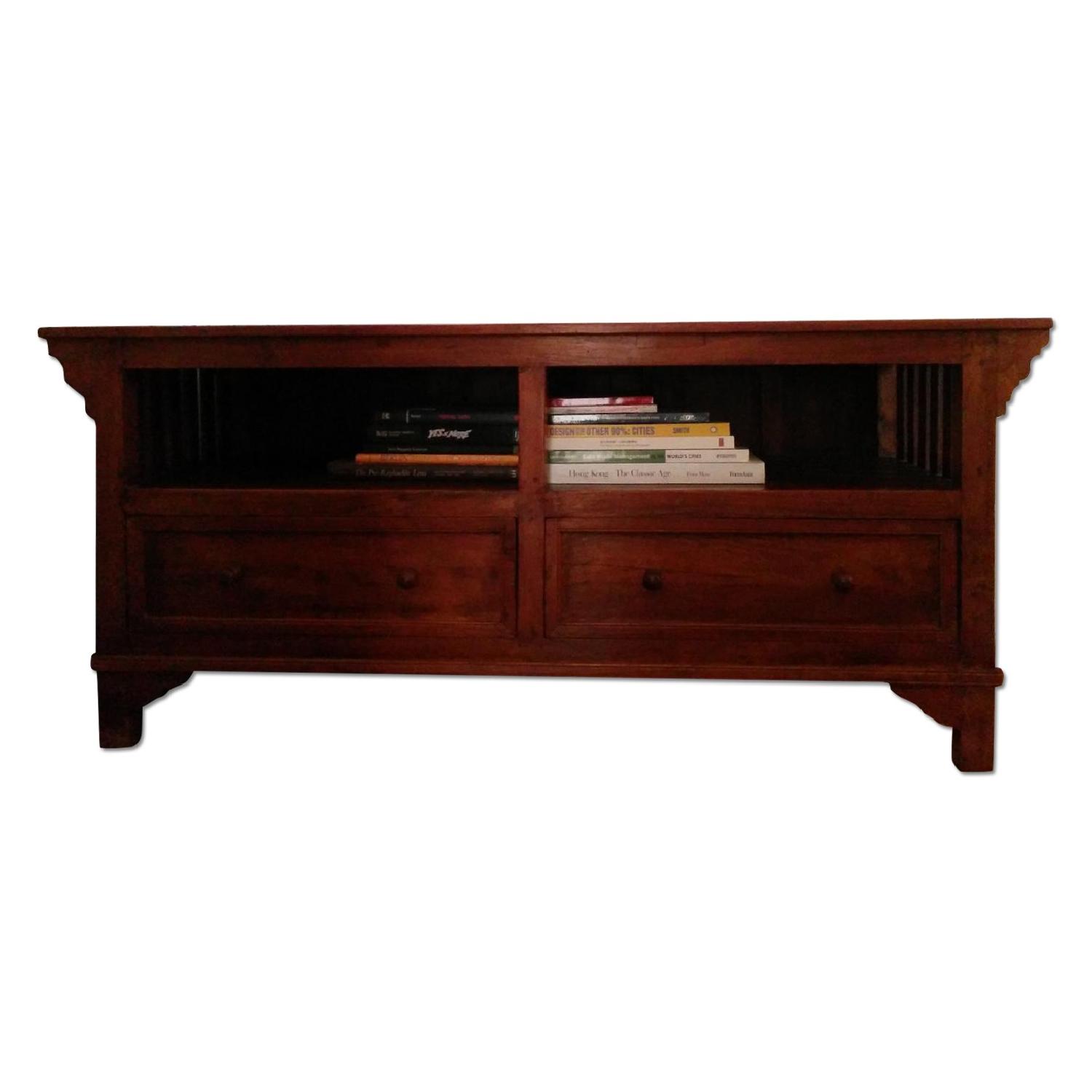 Indonesian Redwood Media Stand - AptDeco