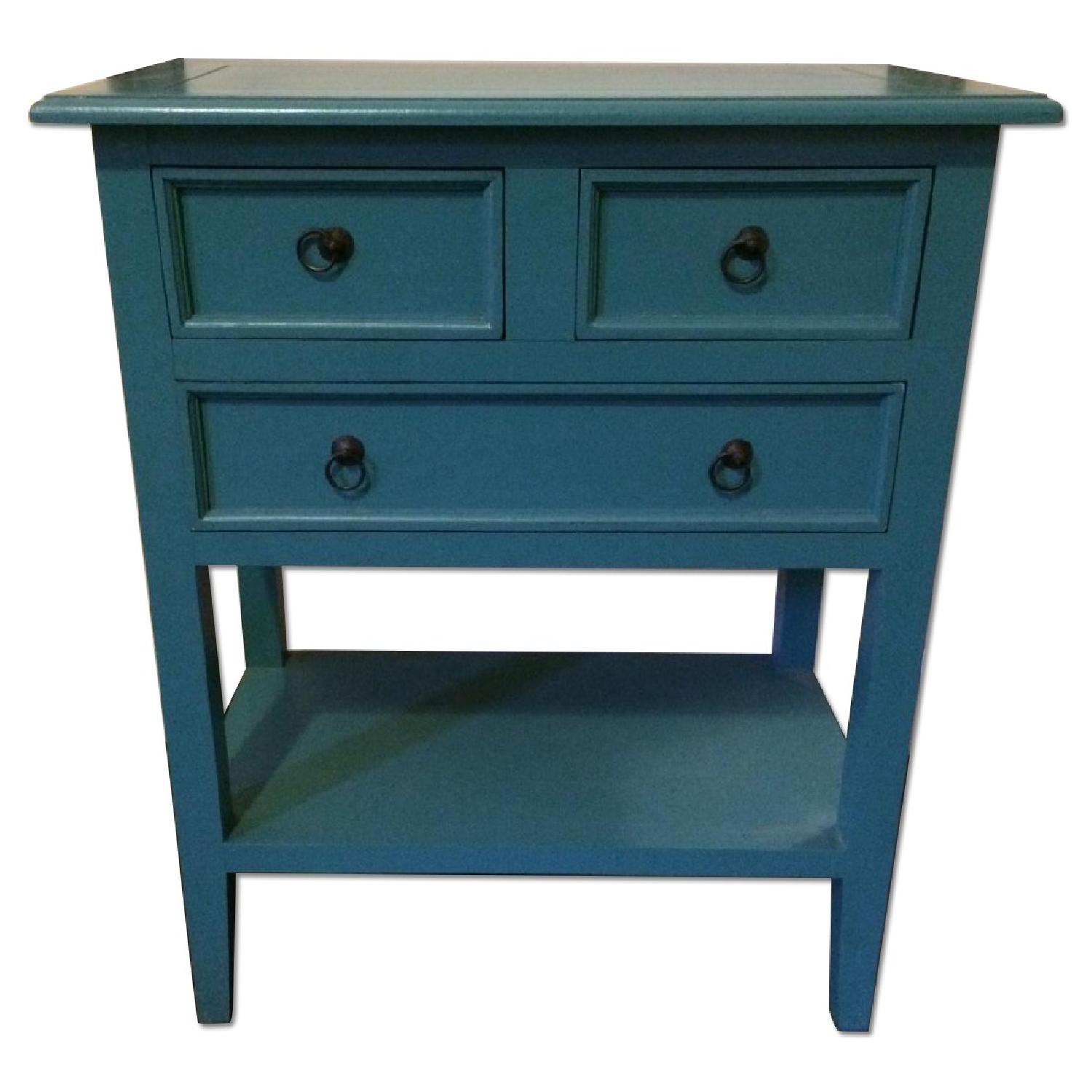One King's Lane Accent Table with Drawers in Turquoise - AptDeco