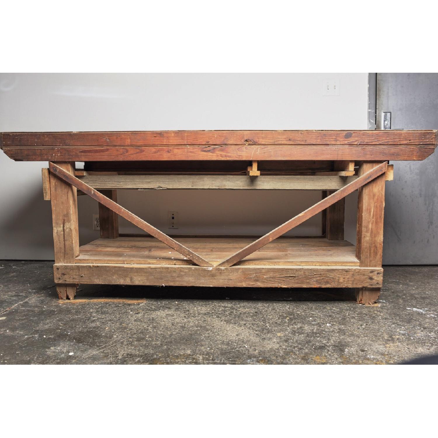 Antique Industrial Butcher Block Wood Table - AptDeco
