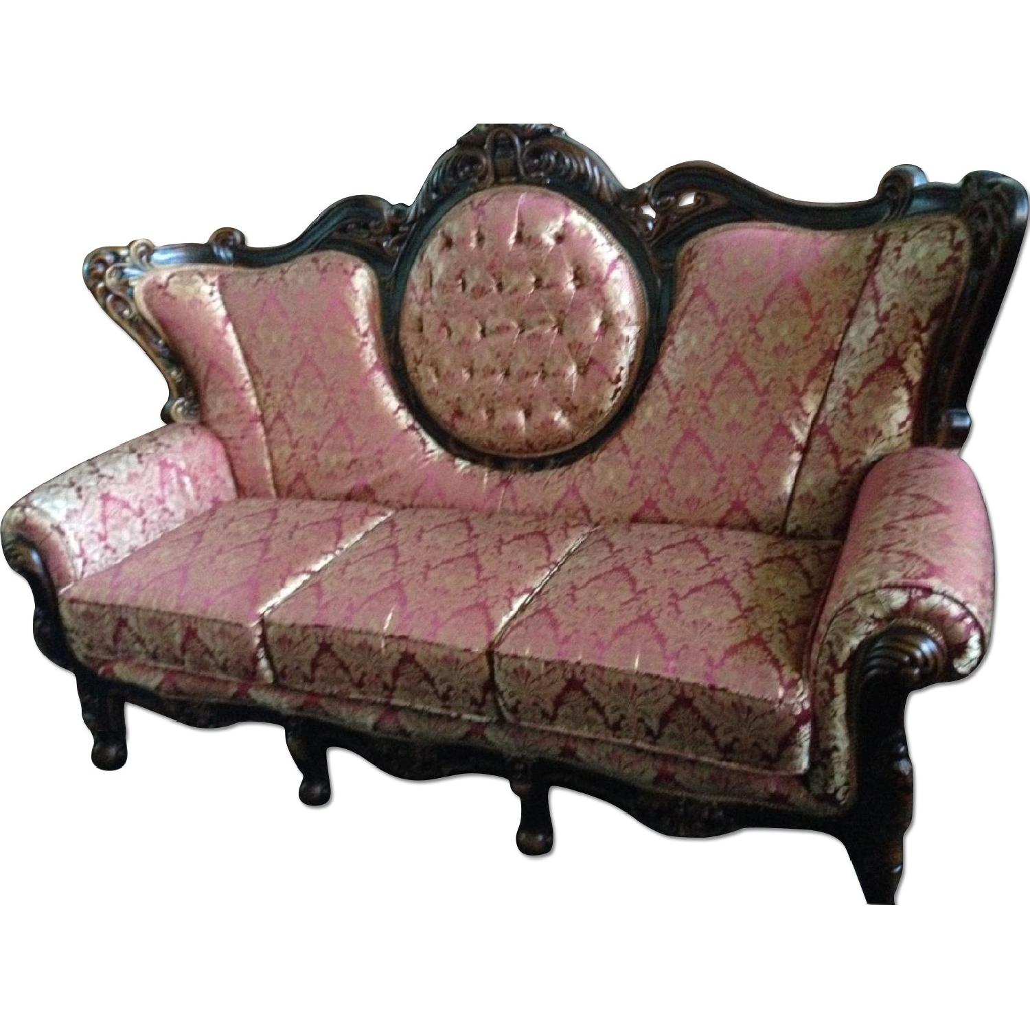 Antique Fabric Sofa w/ Solid Wood Frame - AptDeco