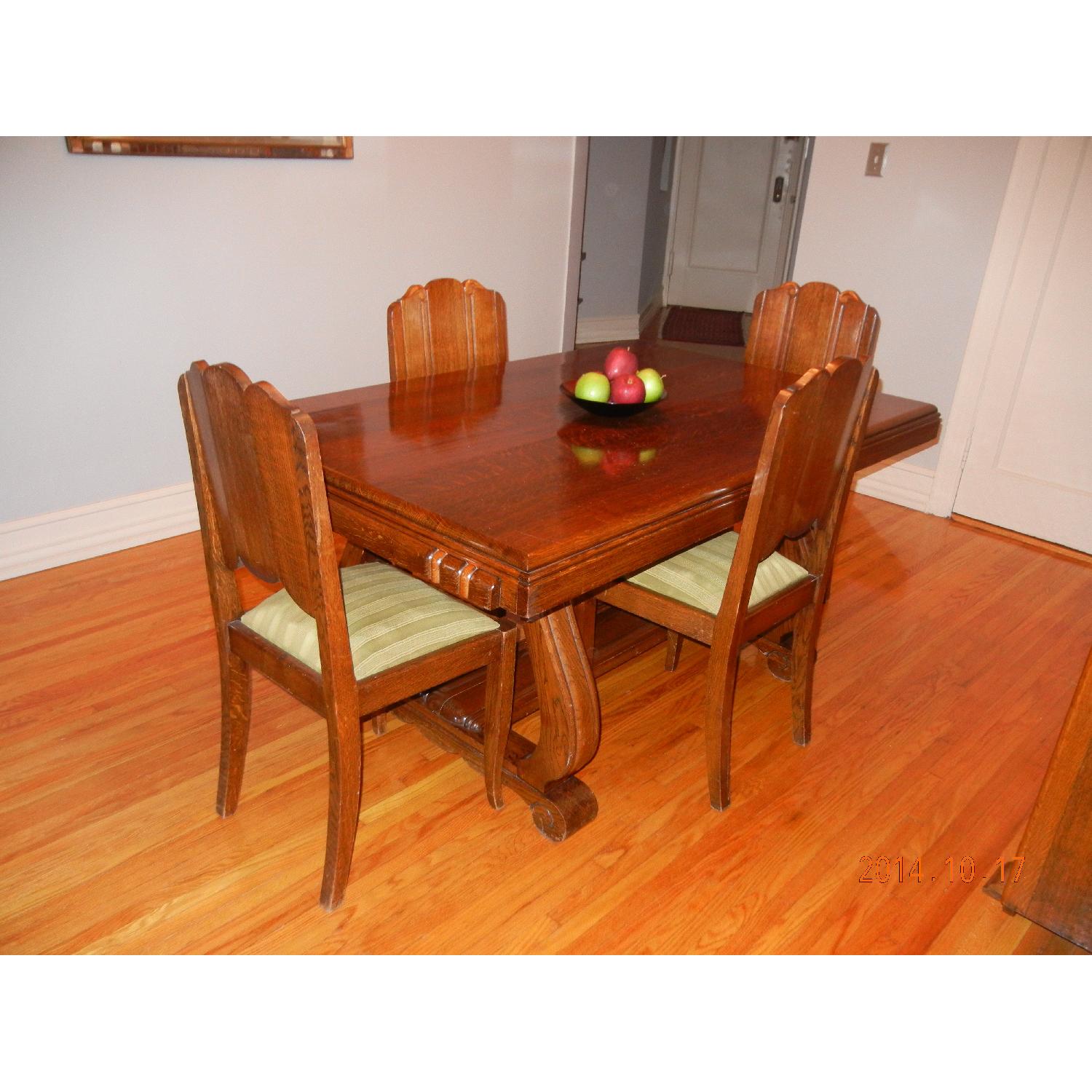 Antique Deco Tiger Oak Dining Room Set - AptDeco
