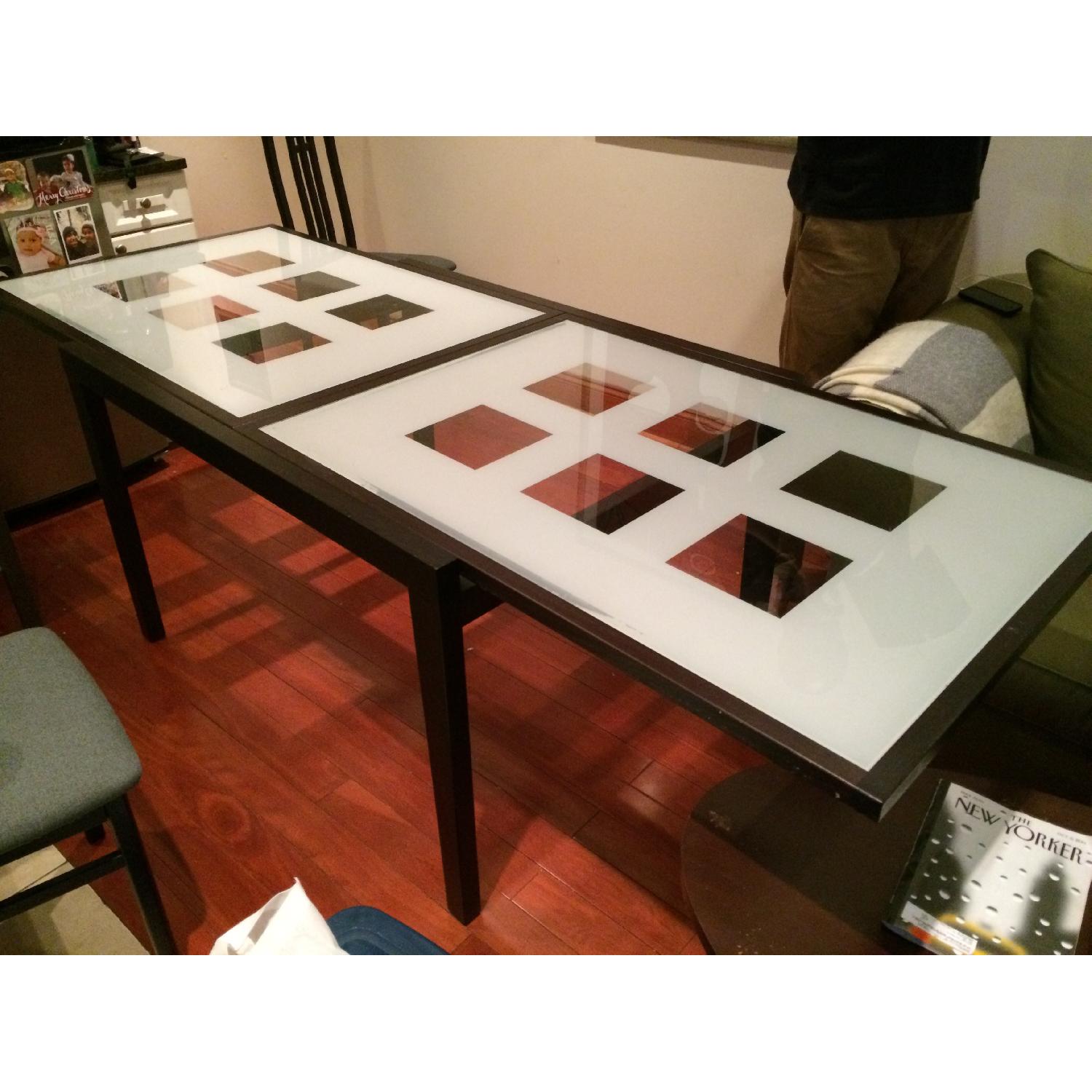 Italian Extendable Glass Top Dining Table w/ 4 Chairs - AptDeco