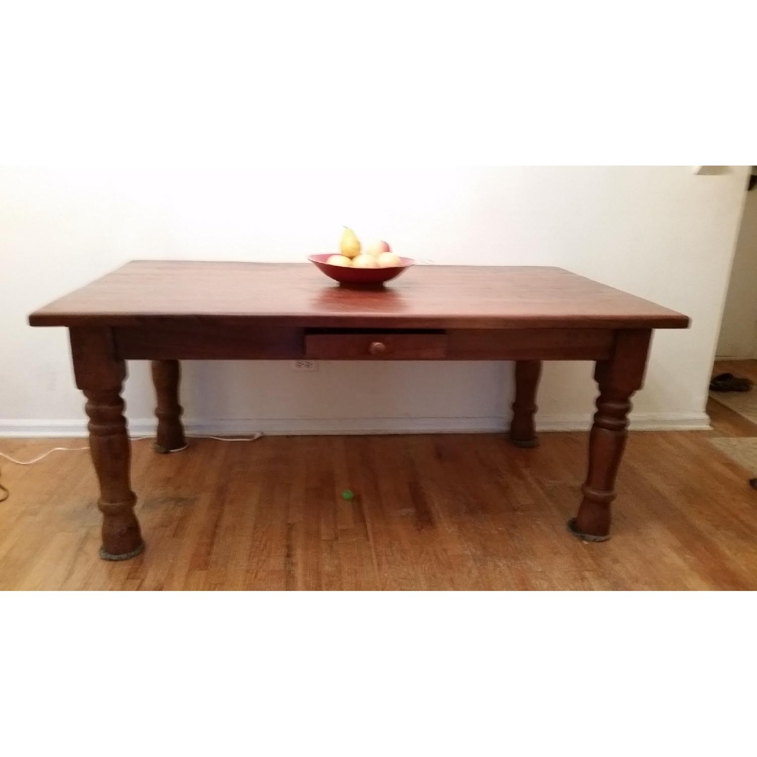 Zimmerman Furniture Teakwood Dining Table with Side Drawer & 4 Chairs ...