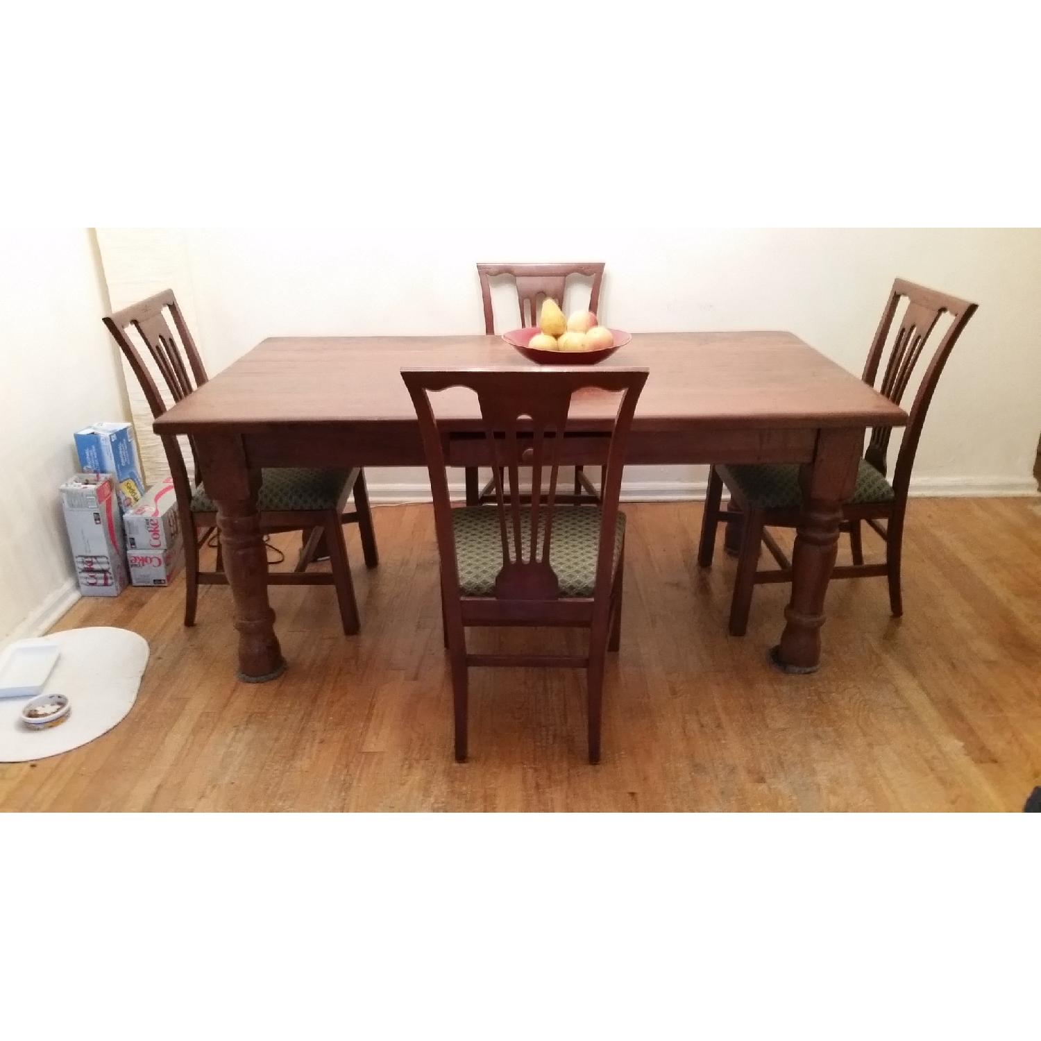 Zimmerman Furniture Teakwood Dining Table with Side Drawer & 4 Chairs ...