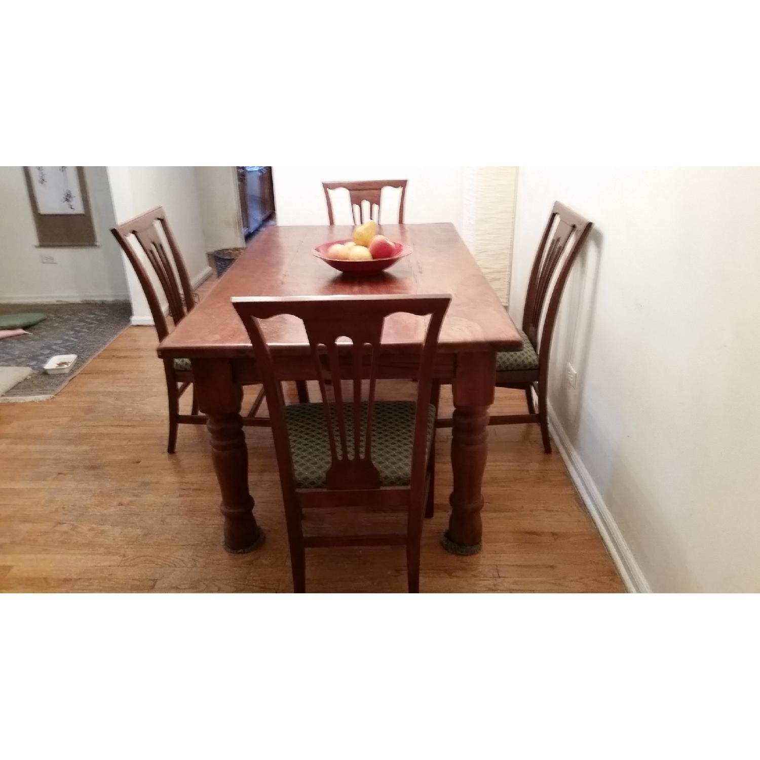 Zimmerman Furniture Teakwood Dining Table with Side Drawer & 4 Chairs ...