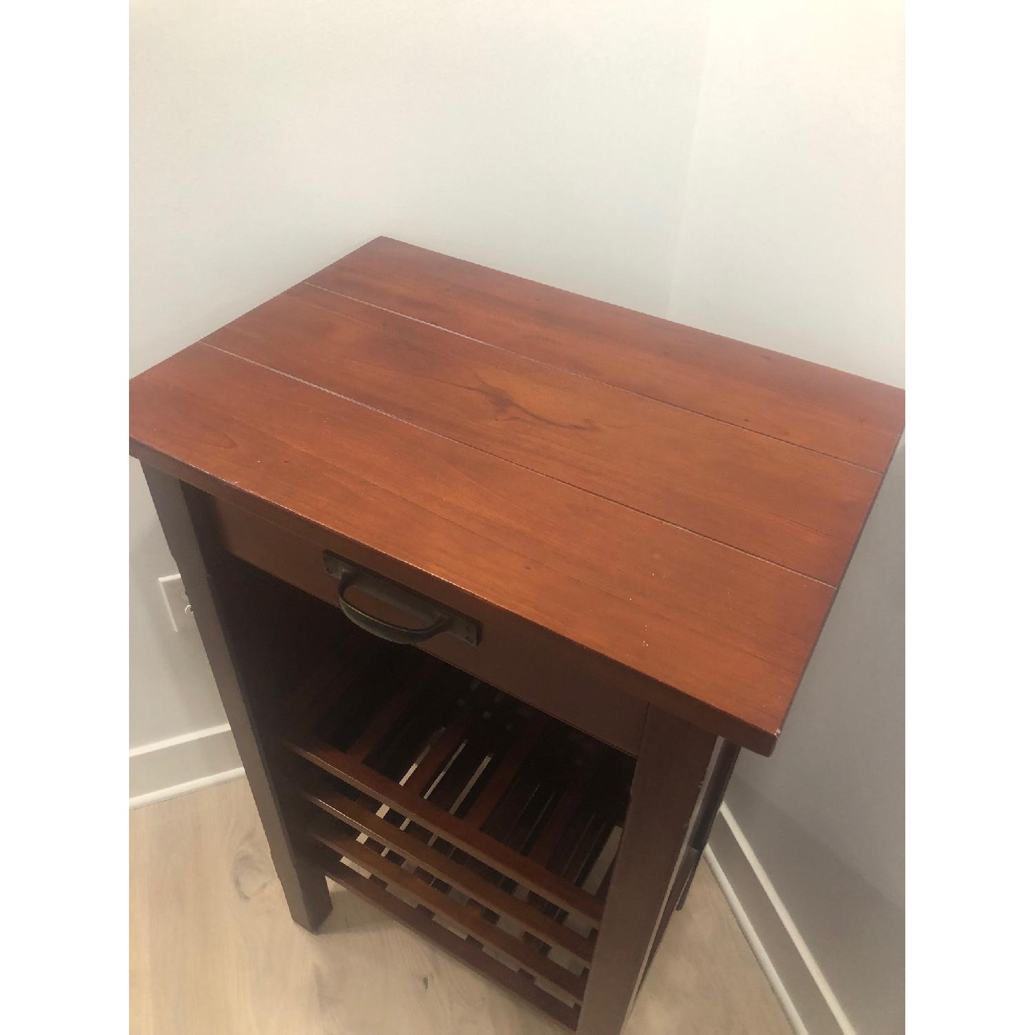 Pottery Barn Wood Bar Cabinet in Light Mahogany Finish - AptDeco