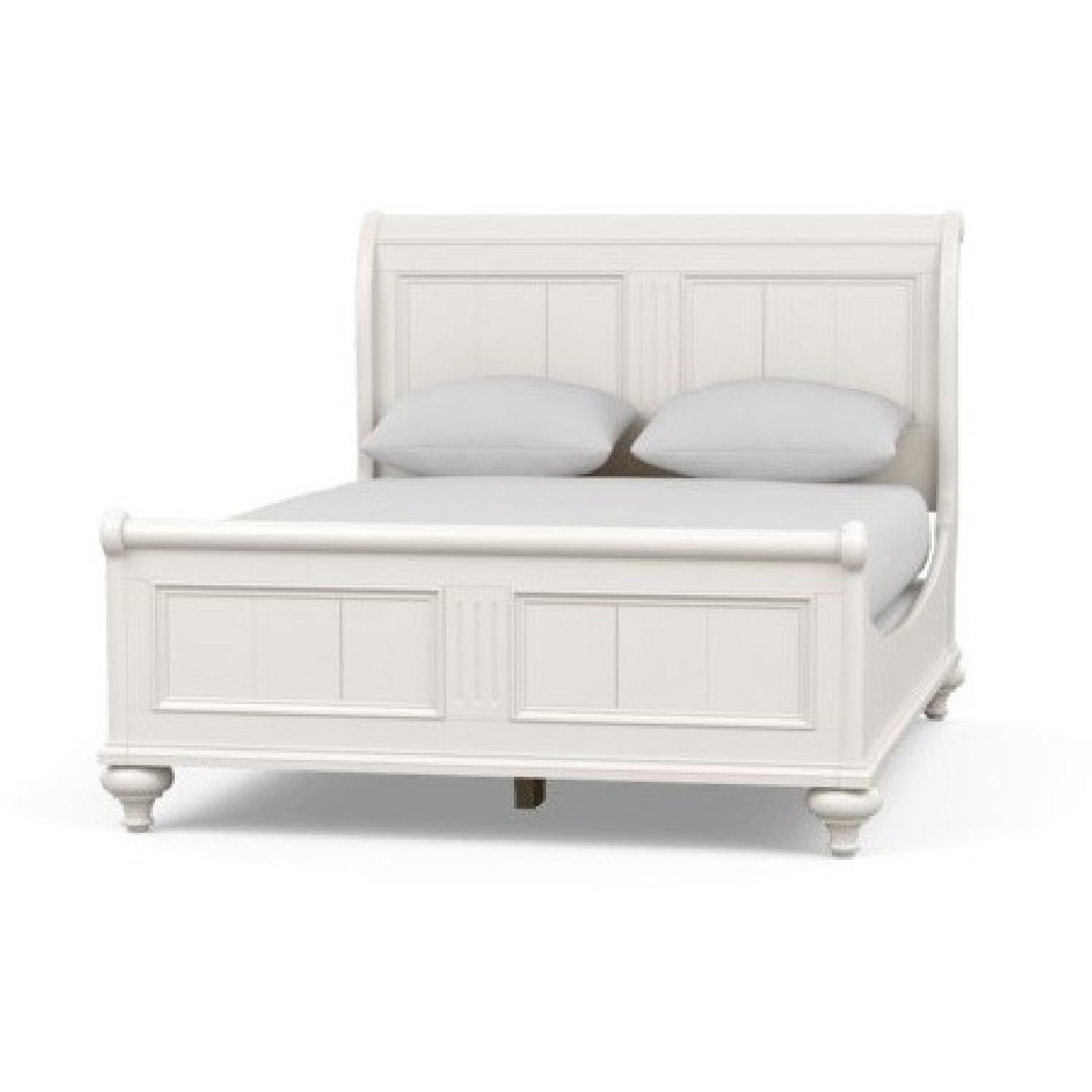 Ethan Allen Weathered White Sleigh Bed - AptDeco