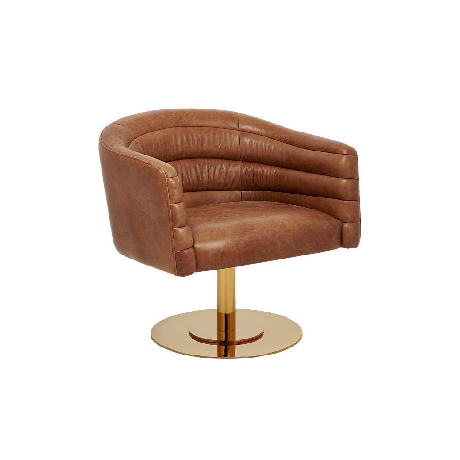 CB2 Cupa Saddle Leather Swivel Base Chair - AptDeco