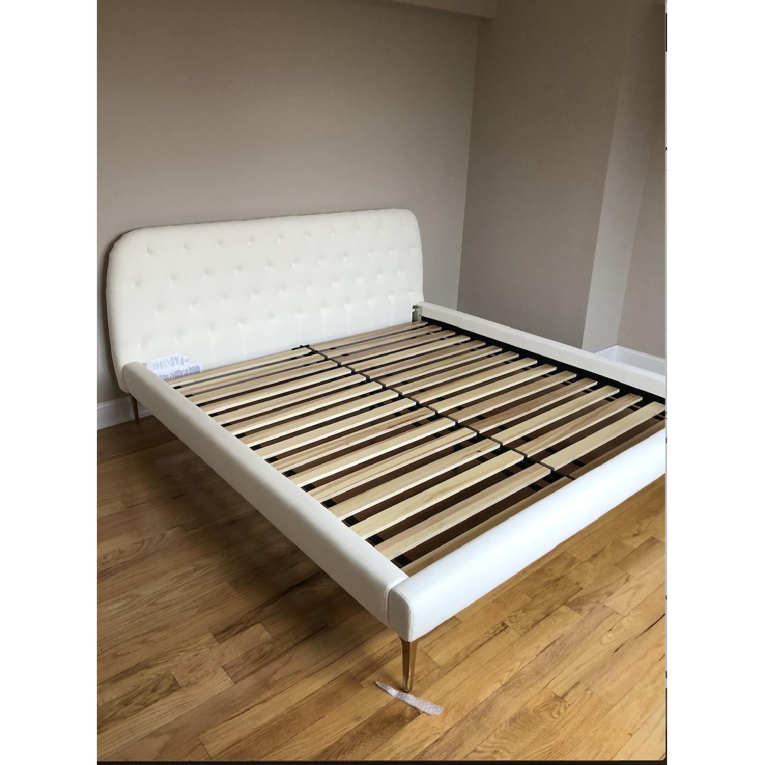 CB2 Seraphina Ivory Velvet King Bed - AptDeco