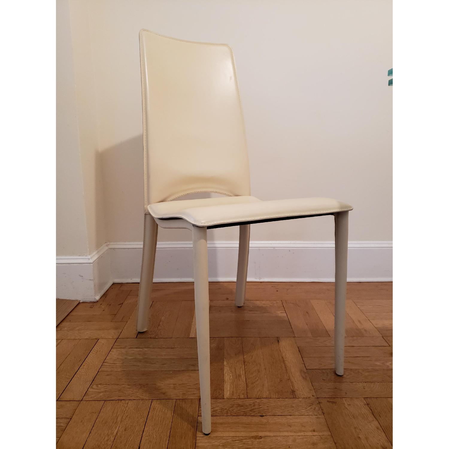 Modani Cream Leather Dining Chairs - AptDeco