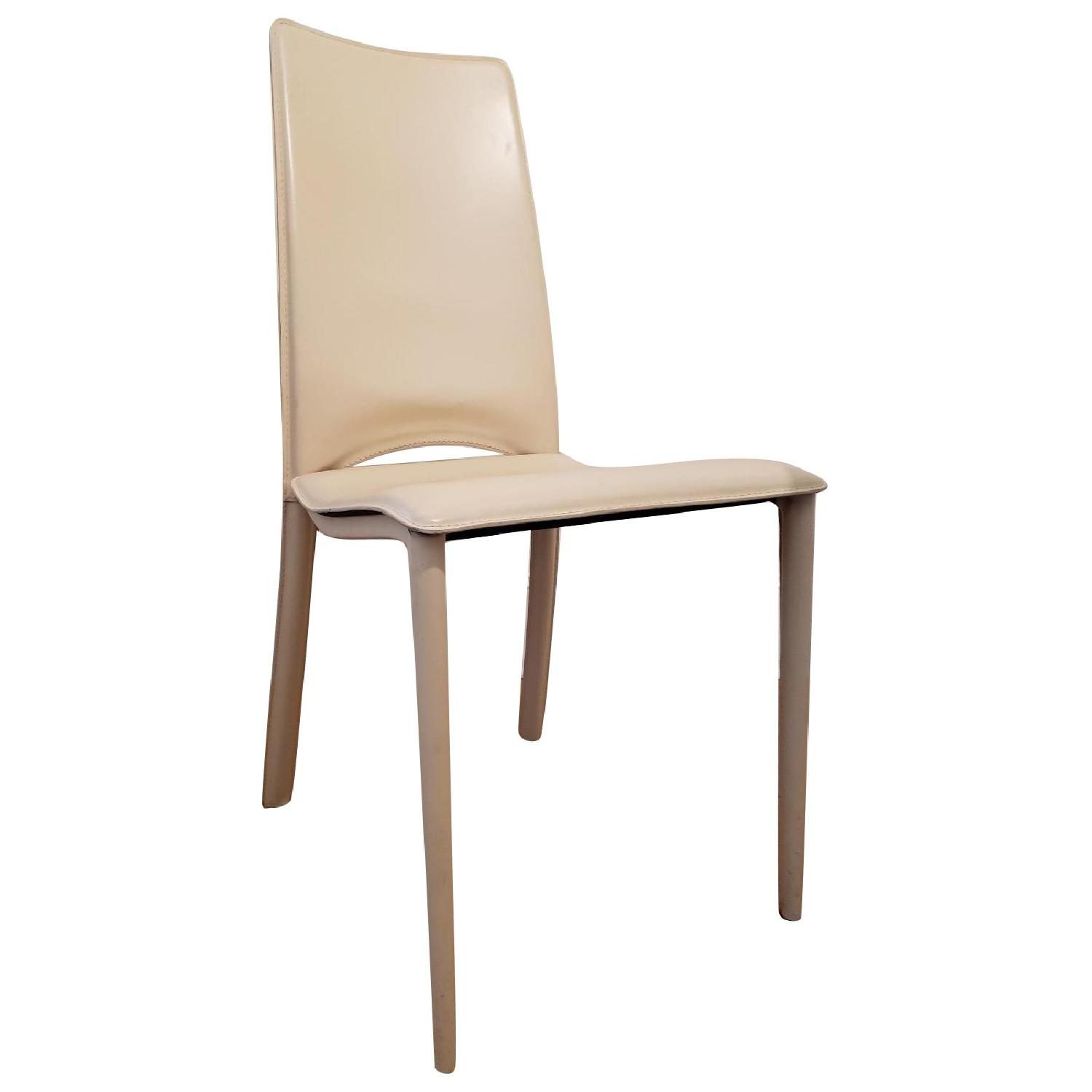 Modani Cream Leather Dining Chairs - AptDeco