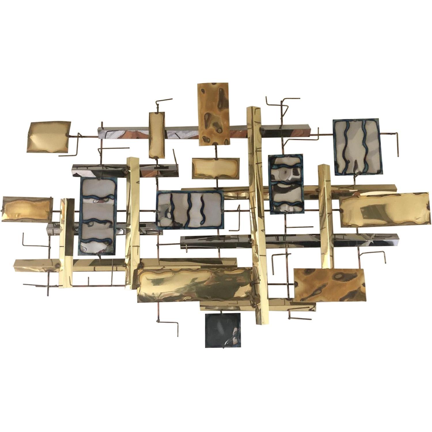 Vintage Modern Brutalist Metal Wall Art AptDeco vintage-modern-brutalist-metal-wall-art-aptdeco