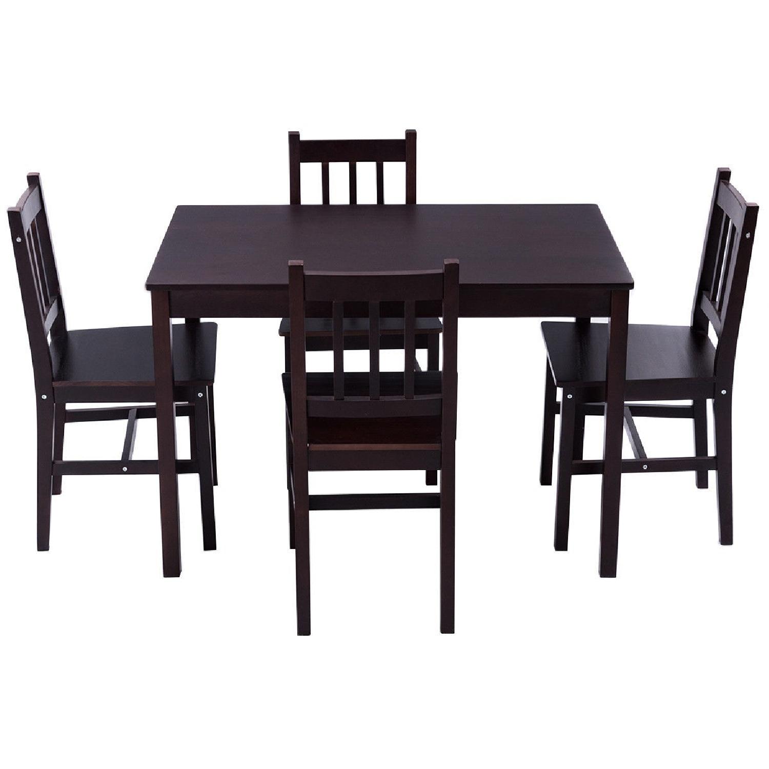 Costway 5 Piece Solid Pine Wood Dining Set - AptDeco