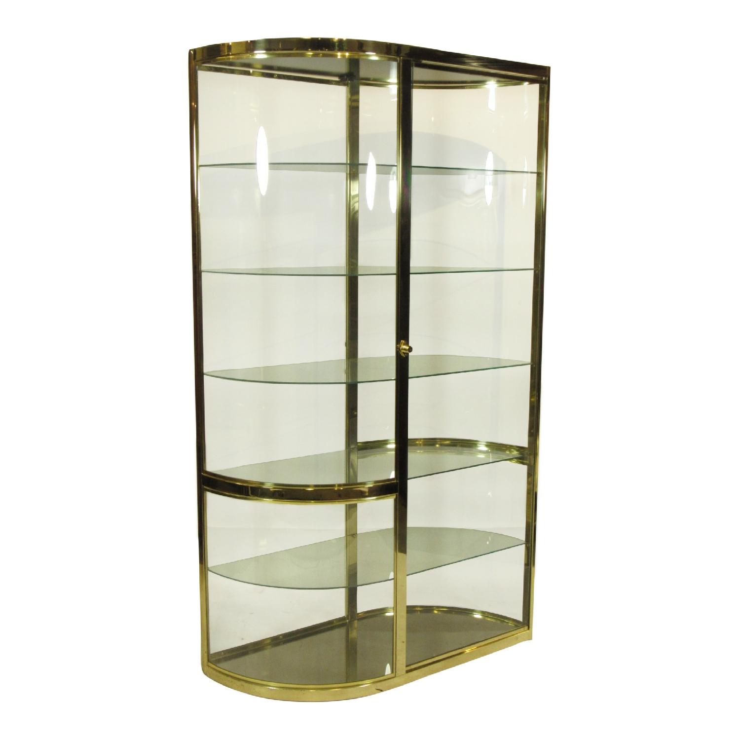 1960s Vintage Brass & Glass Display Case - AptDeco