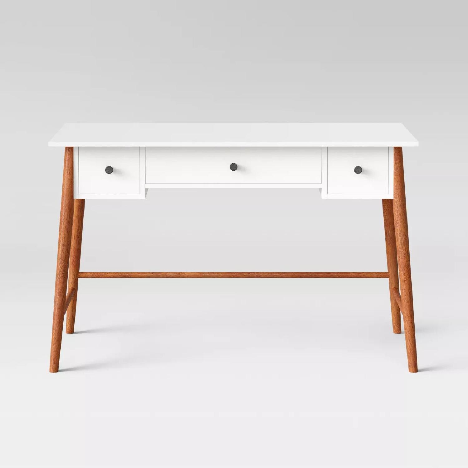 Target Mid Century Modern Three Drawer Writing Desk - AptDeco