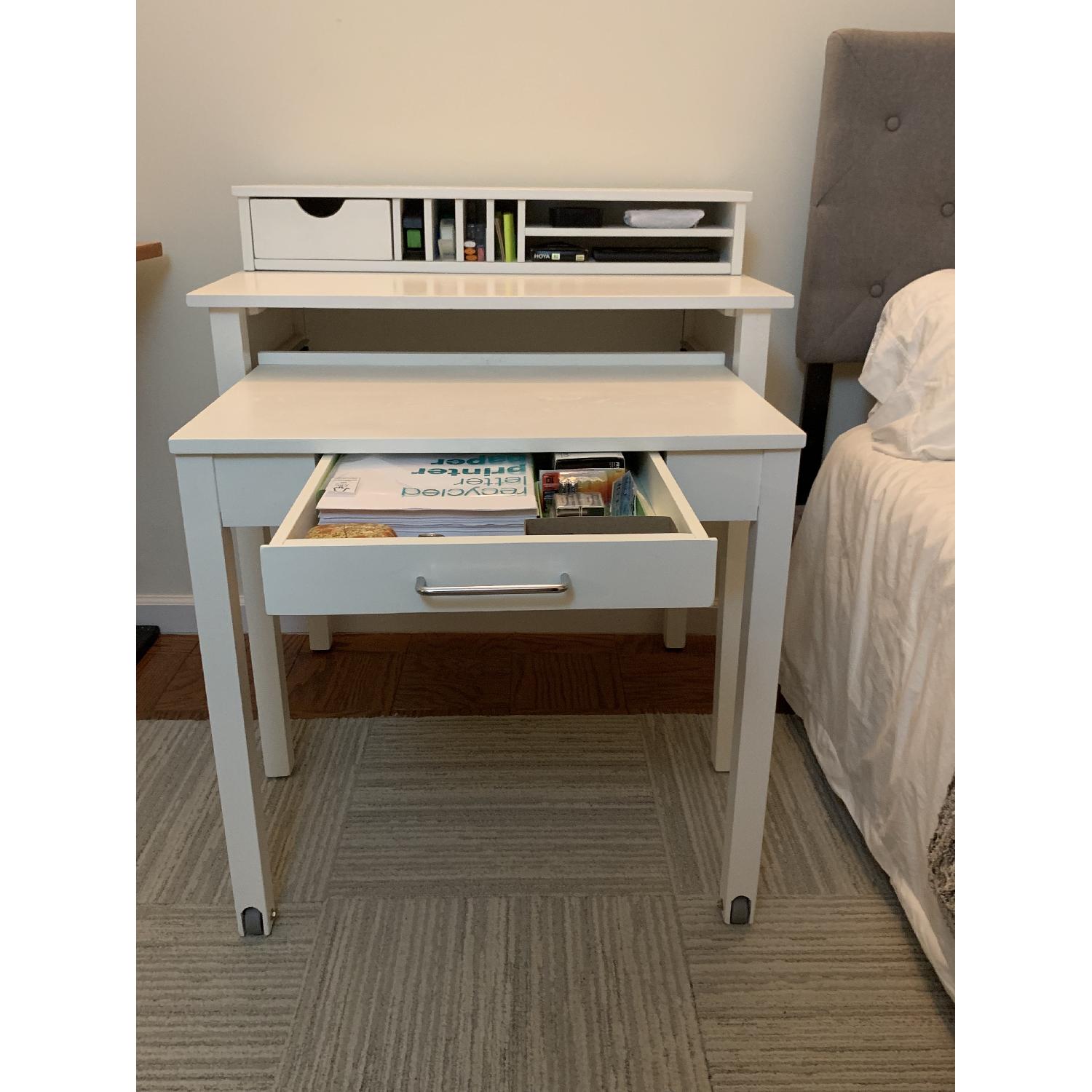 Container Store White Oak Roll-Out Desk - AptDeco
