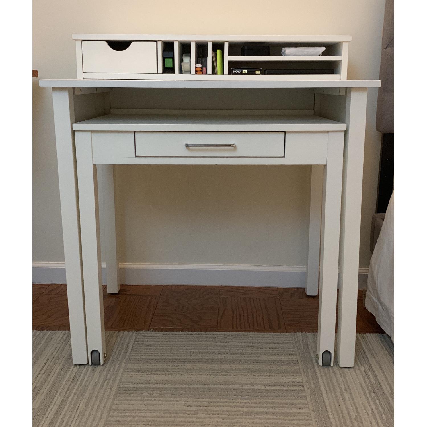 Container Store White Oak Roll-Out Desk - AptDeco