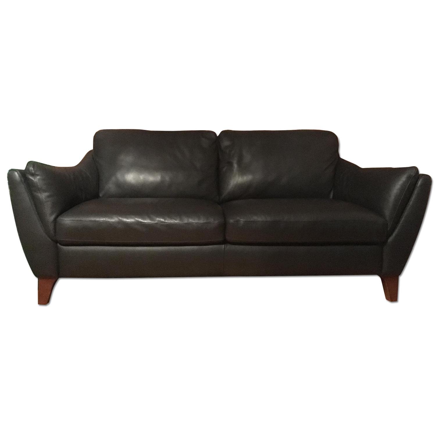 Natuzzi Black Leather Sofa - AptDeco