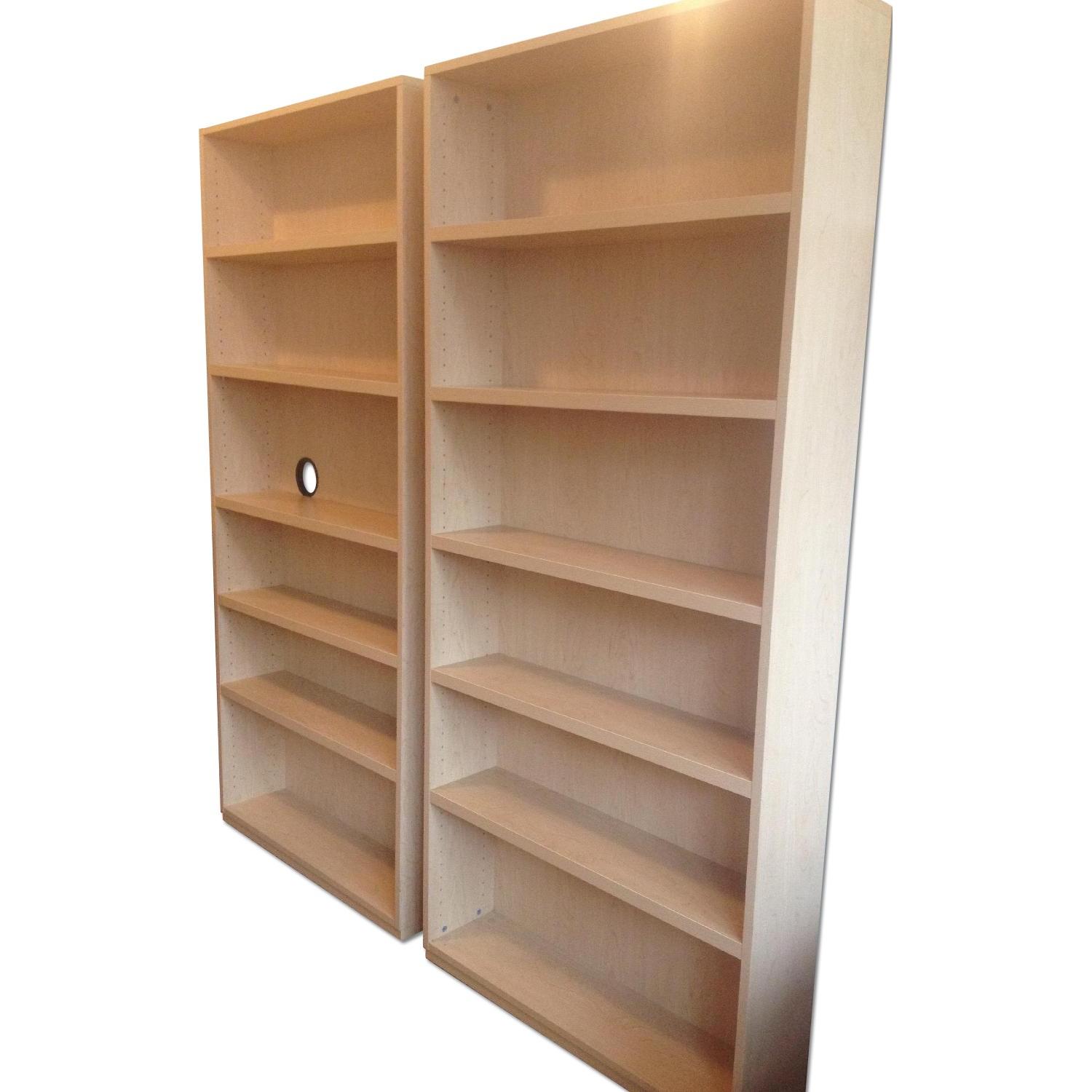 Custom Build Tall Light Birch Bookcases - AptDeco
