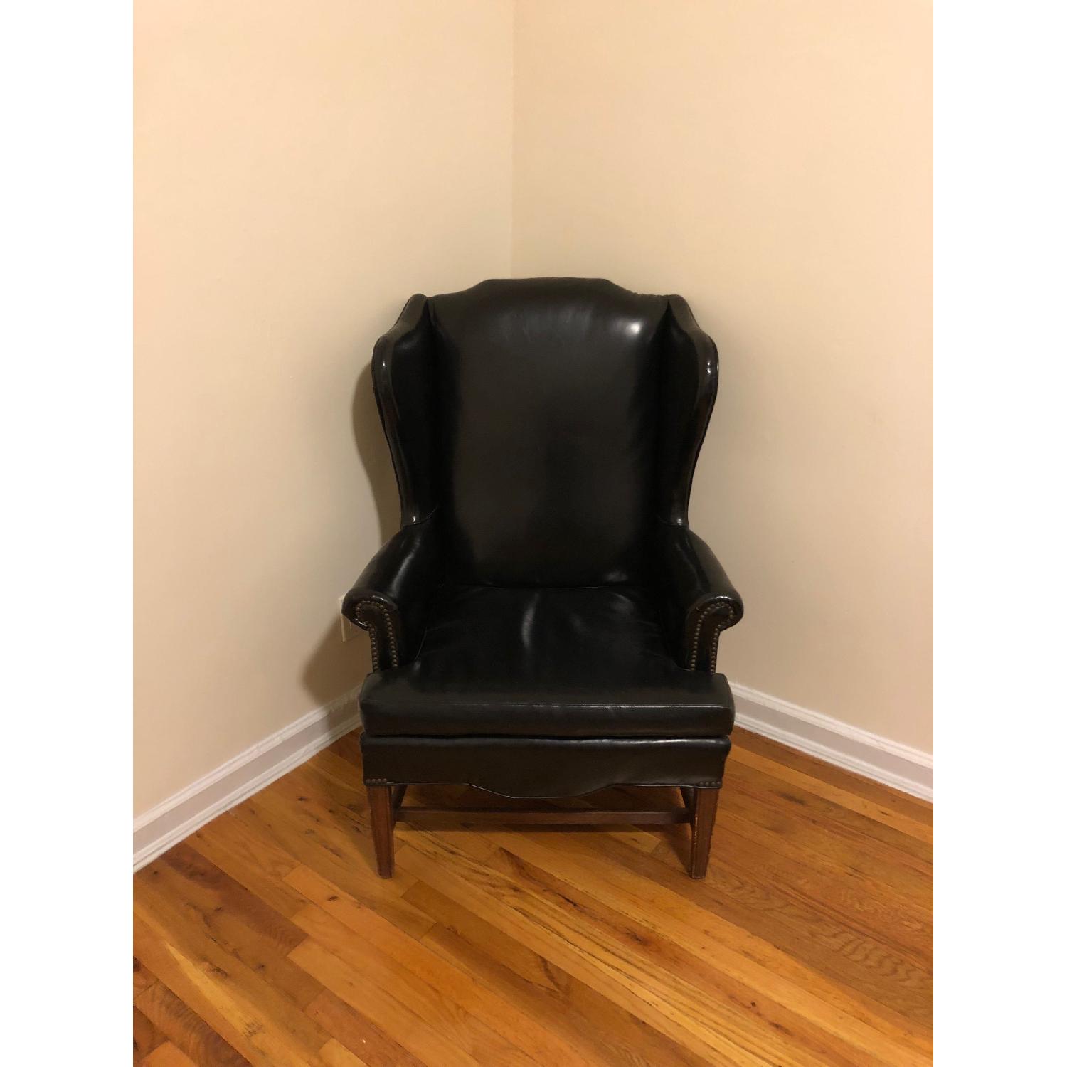 Sam Moore Vintage Black Wingback Chair - AptDeco