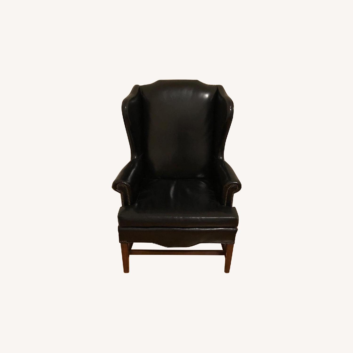 Sam Moore Vintage Black Wingback Chair - AptDeco