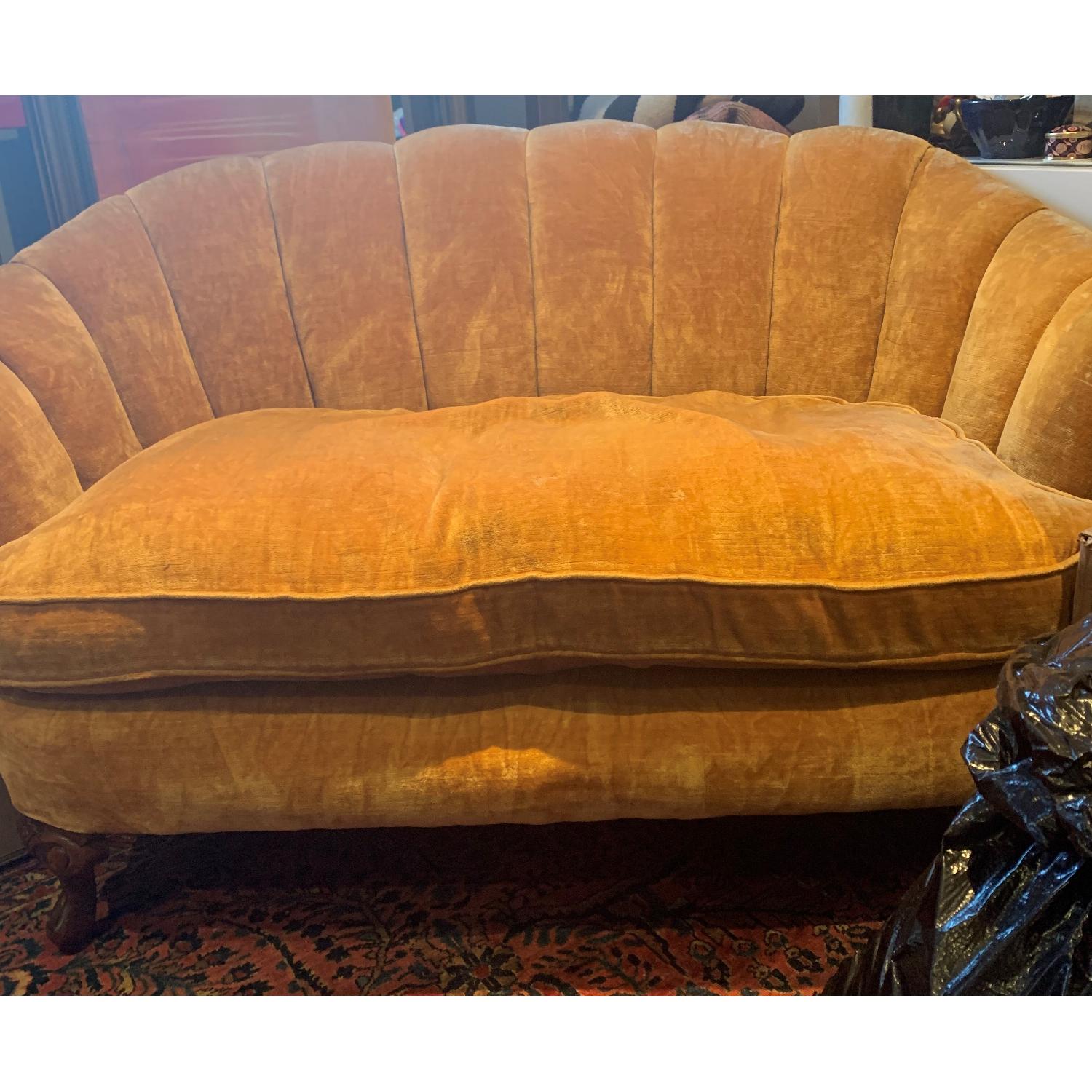 Vintage Velvet Channel Back Sofa - AptDeco