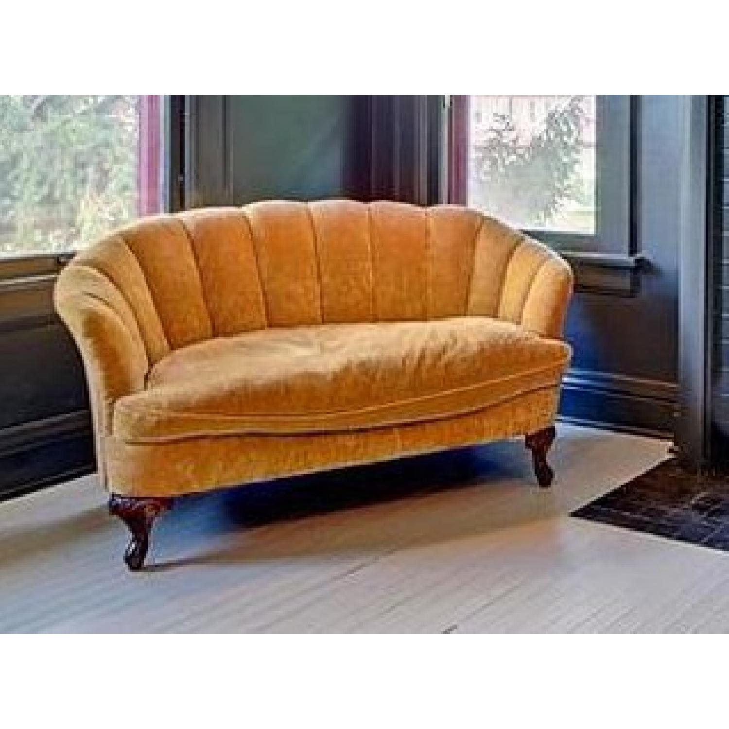 Vintage Velvet Channel Back Sofa - AptDeco