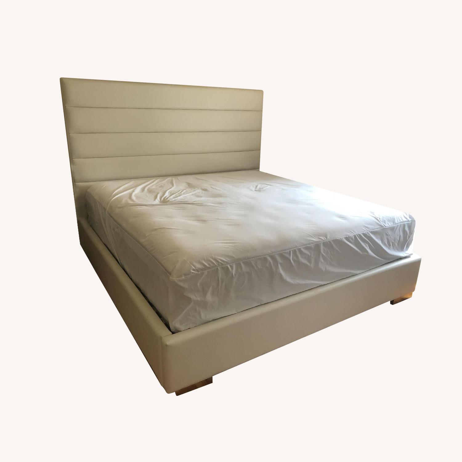 Modani White Eco-Leather Storage Bed - AptDeco