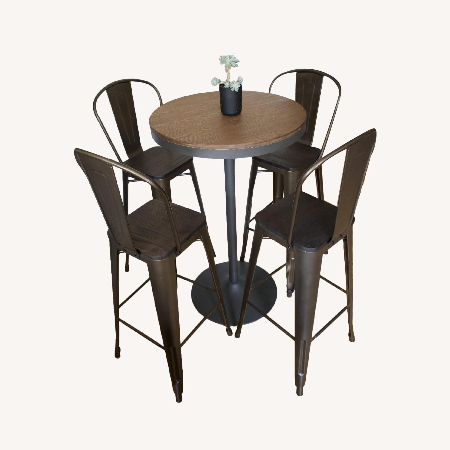 Industrial High Table w/ 4 Stools - AptDeco