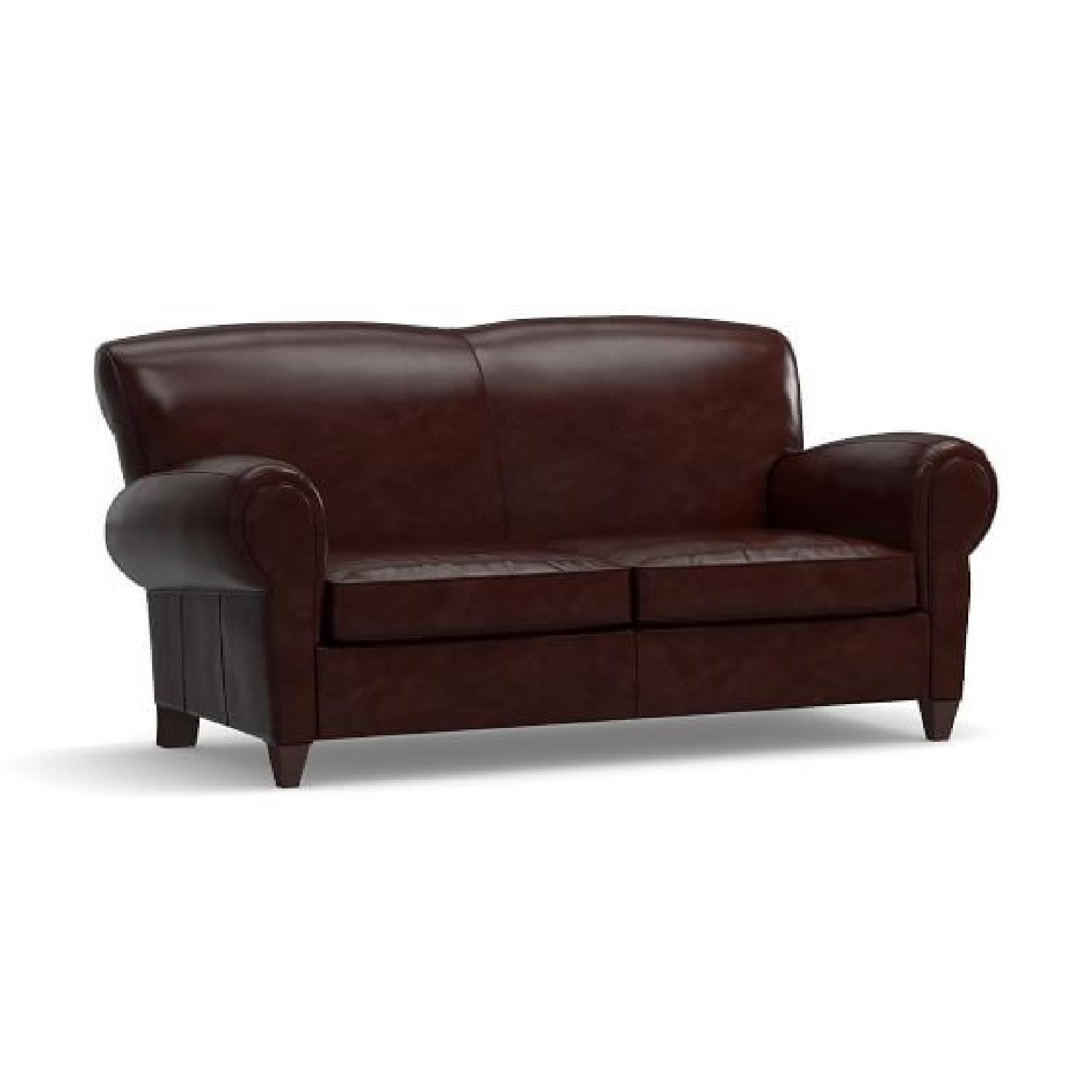 Pottery barn loveseat leather store