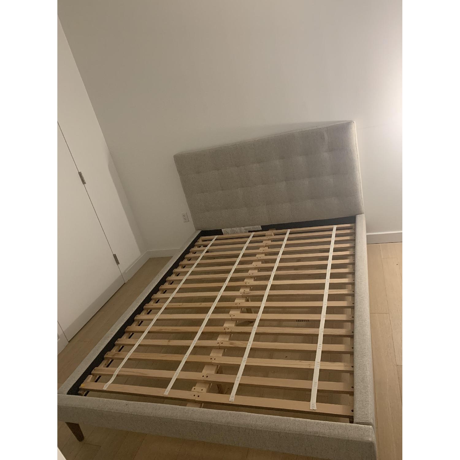 West Elm Grid Tufted Tapered Leg Queen Size Bed - AptDeco