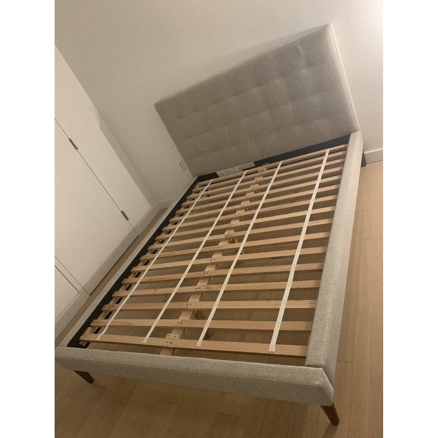 West Elm Grid Tufted Tapered Leg Queen Size Bed - AptDeco