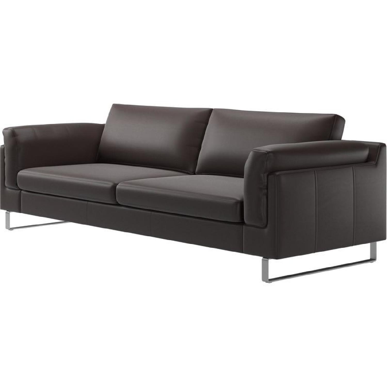 BoConcept Dark Brown Leather Sofa - AptDeco