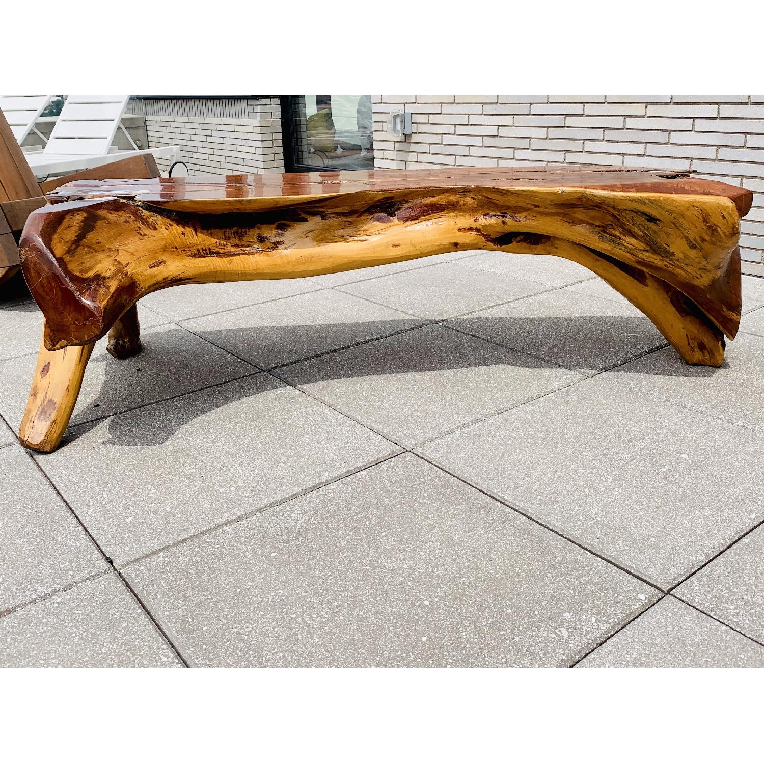Vintage Solid Single-Piece Raw Wood Coffee Table - AptDeco