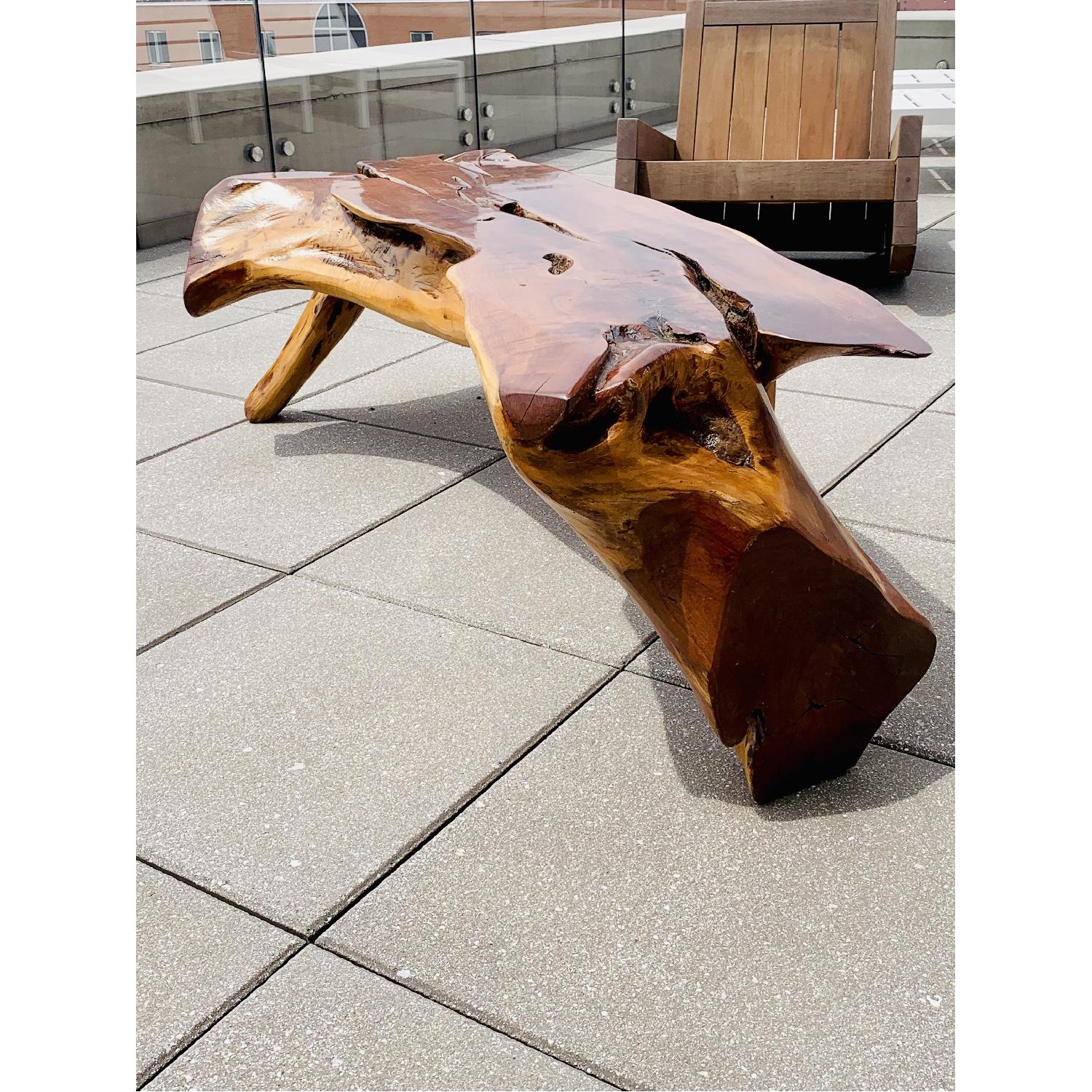 Vintage Solid Single-Piece Raw Wood Coffee Table - AptDeco