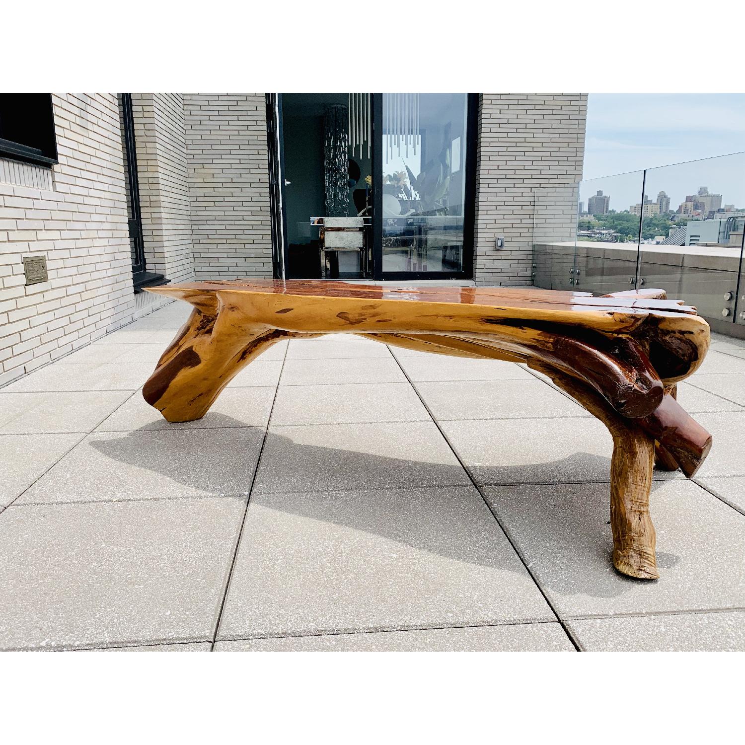 Vintage Solid Single-Piece Raw Wood Coffee Table - AptDeco