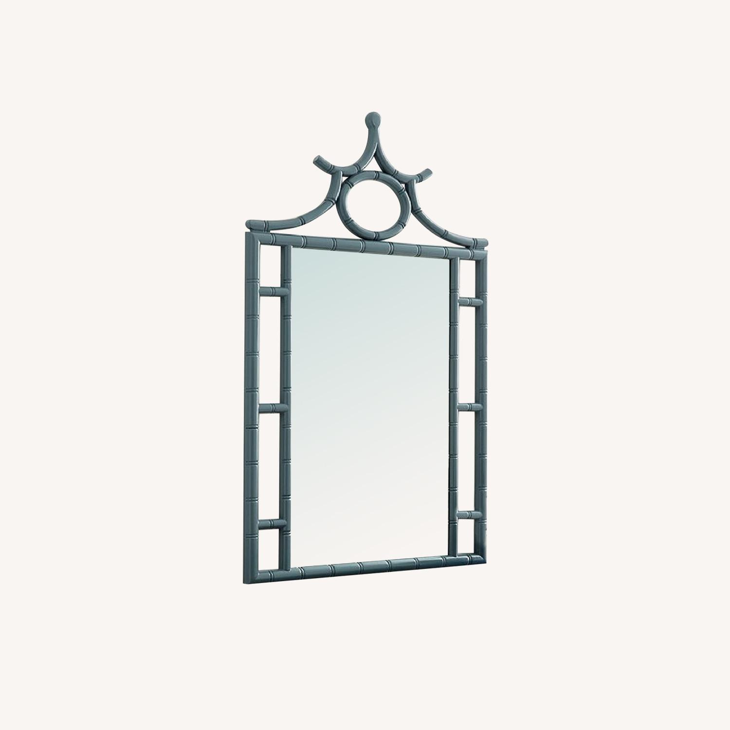 Ballard Designs Bamboo Pagoda Blue Mirror - AptDeco