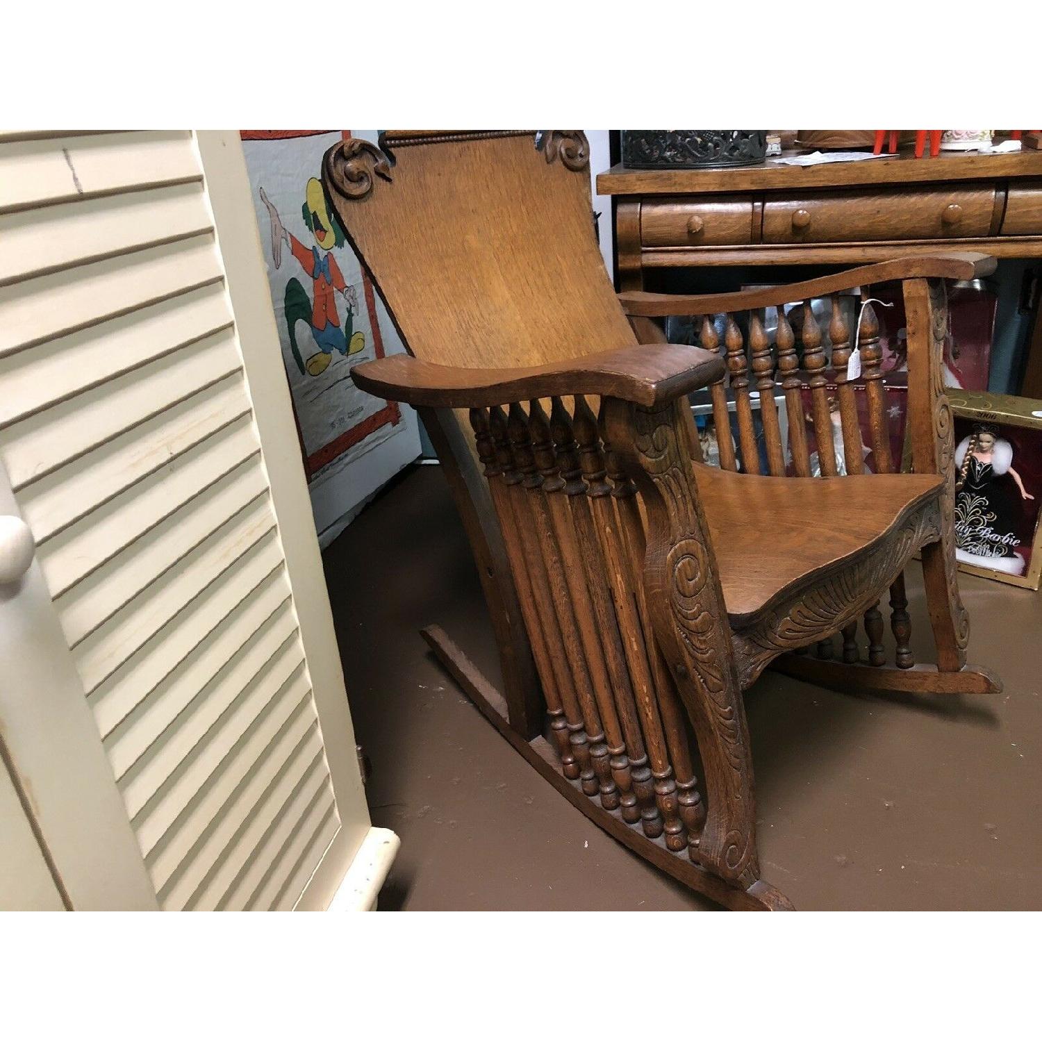 Solid Hand Carved Rocking Chair - AptDeco