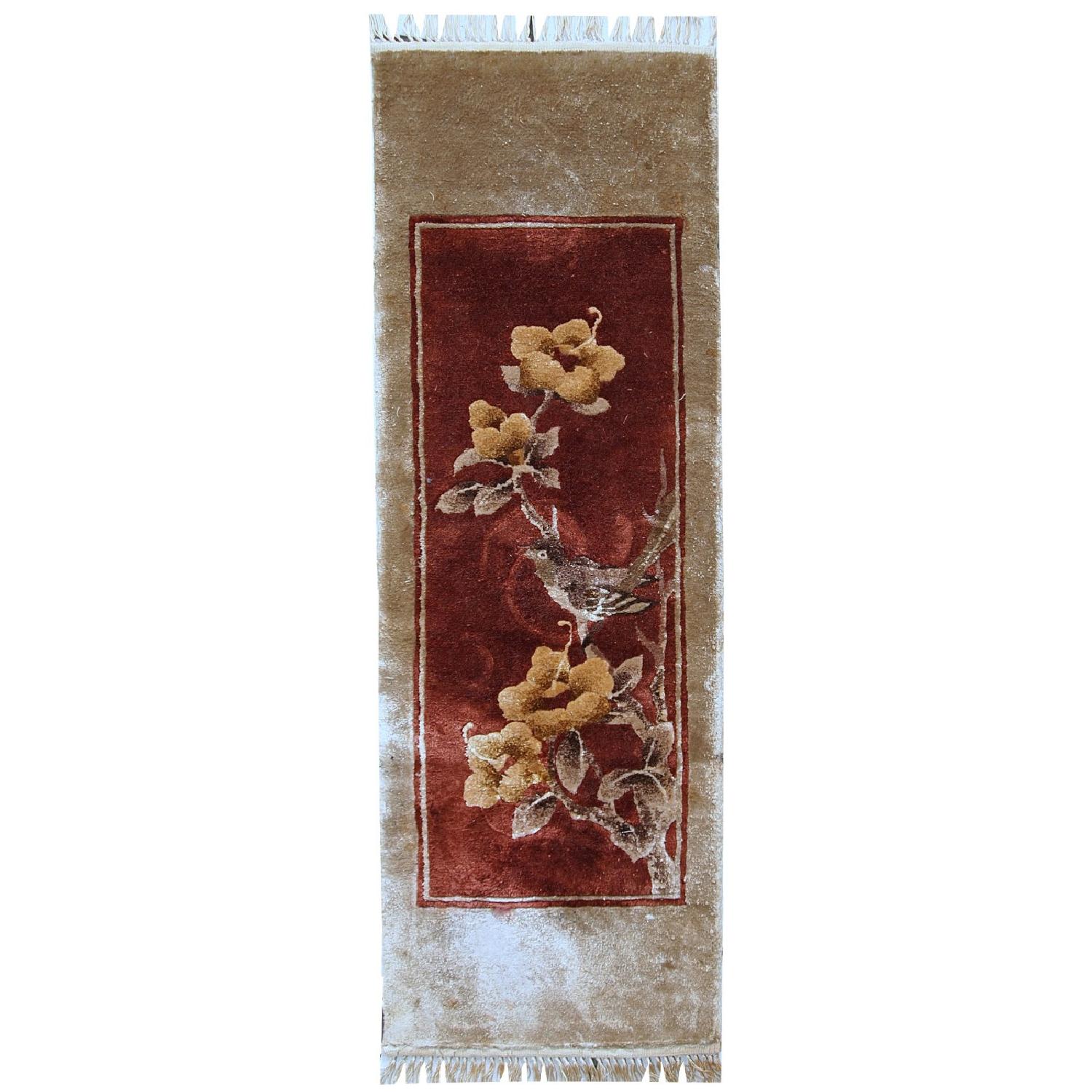 Vintage Handmade Art Deco Chinese Silk Rug - AptDeco