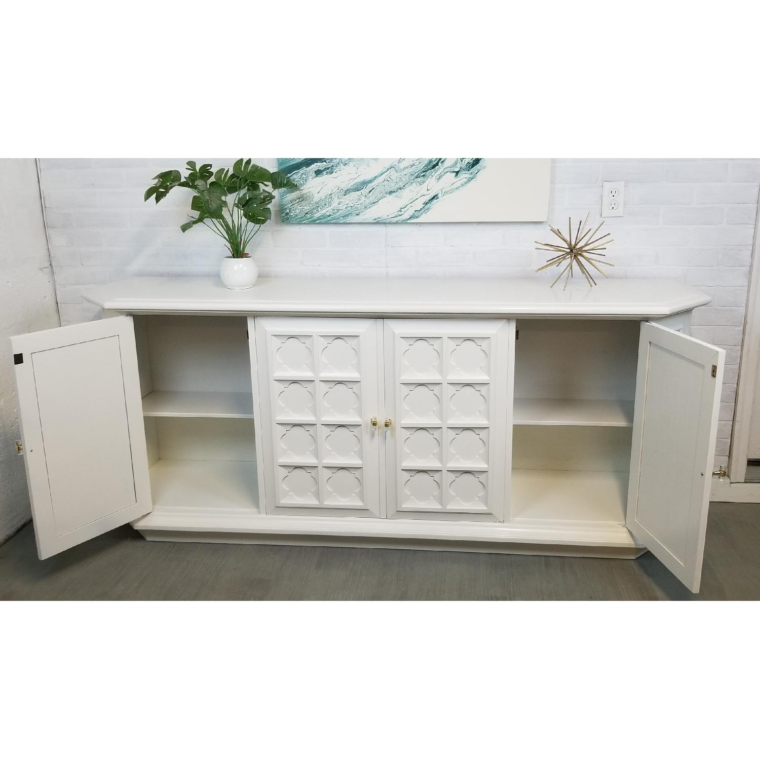 Vintage Solid Wood Hollywood Regency White Sideboard - AptDeco