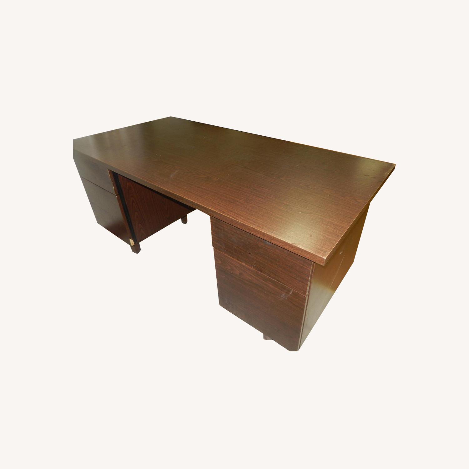 Cort Furniture Solid Wooden Office Desk w/ 5 Drawers - AptDeco