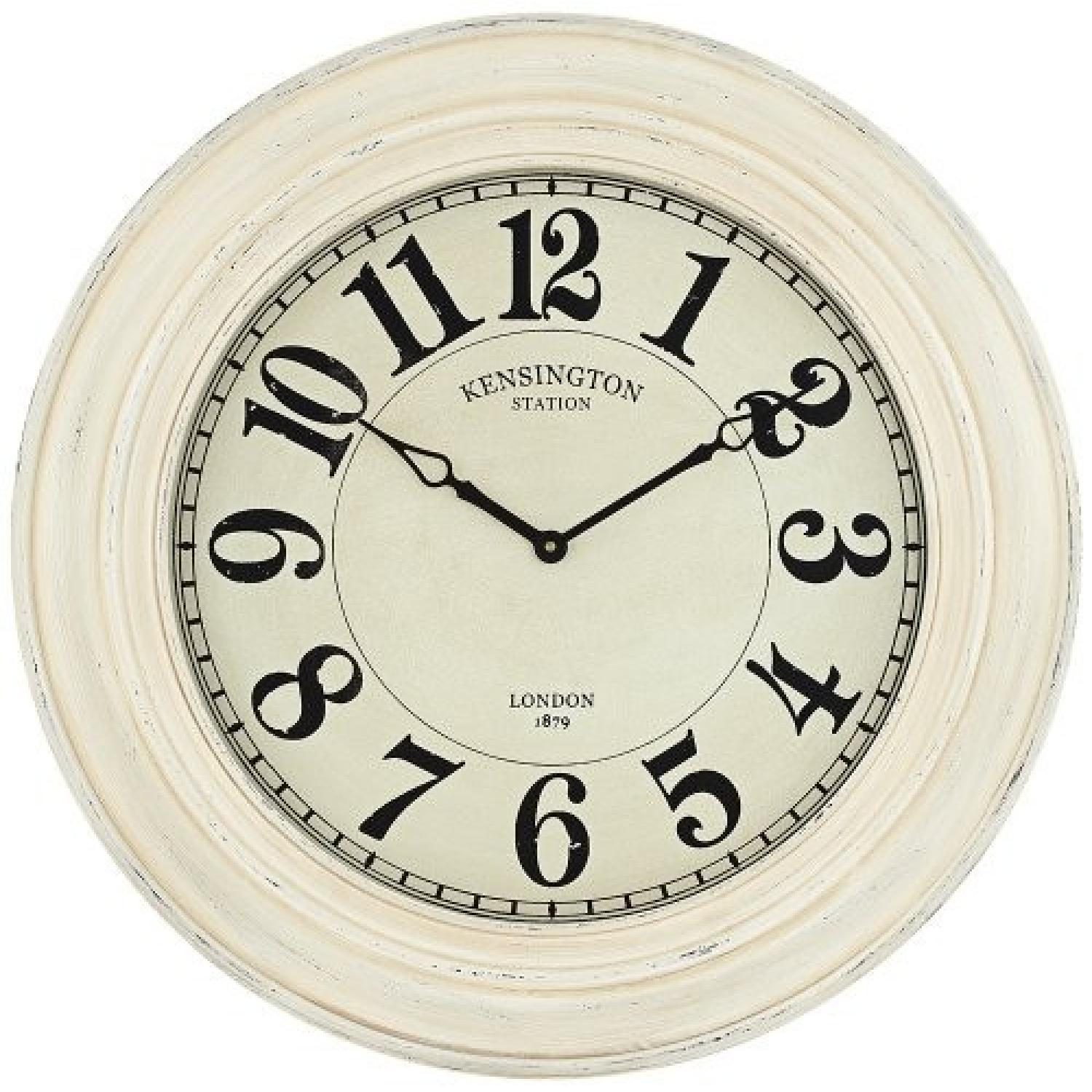 Kensington Station Ivory Wash Round Wall Clock - AptDeco