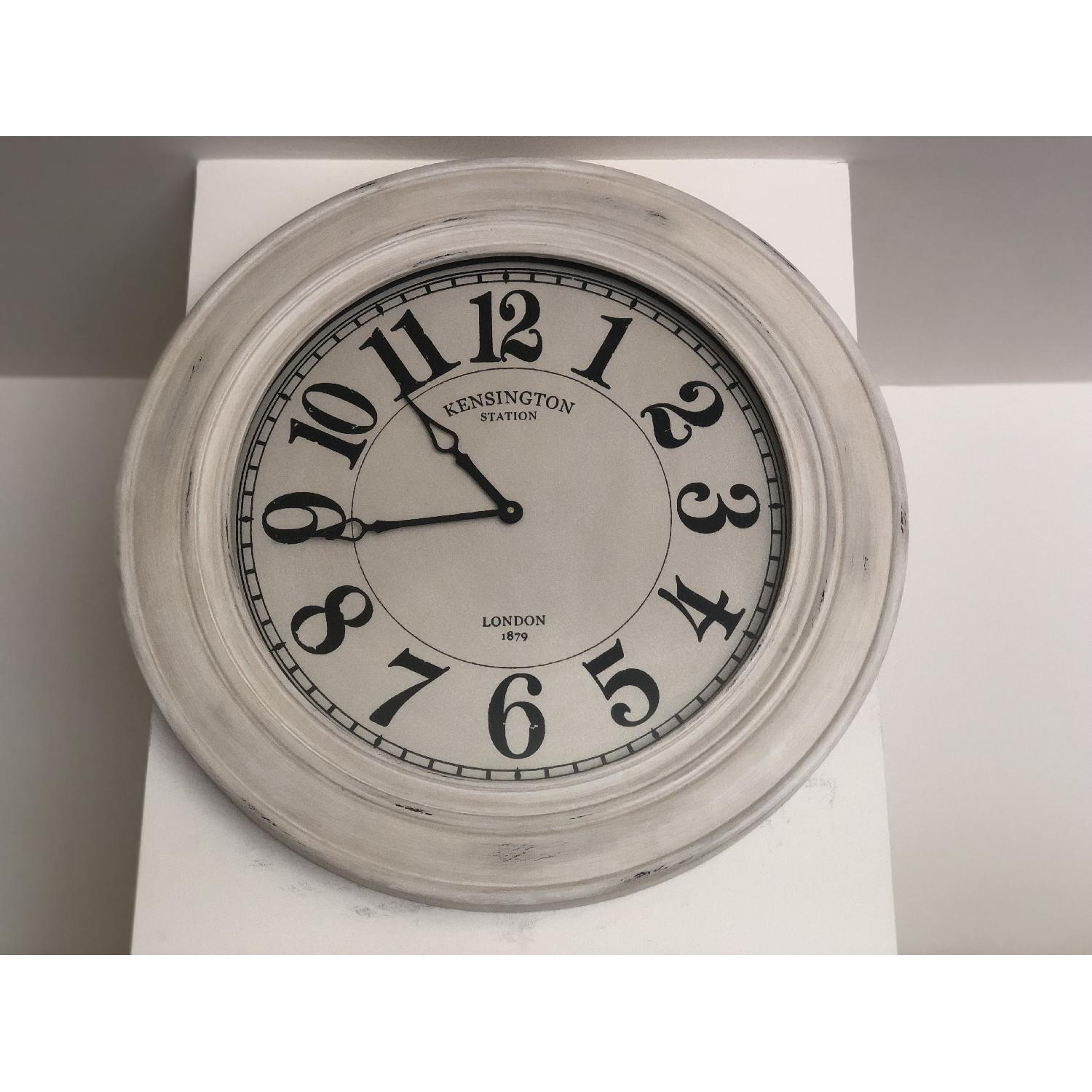 Kensington Station Ivory Wash Round Wall Clock - AptDeco