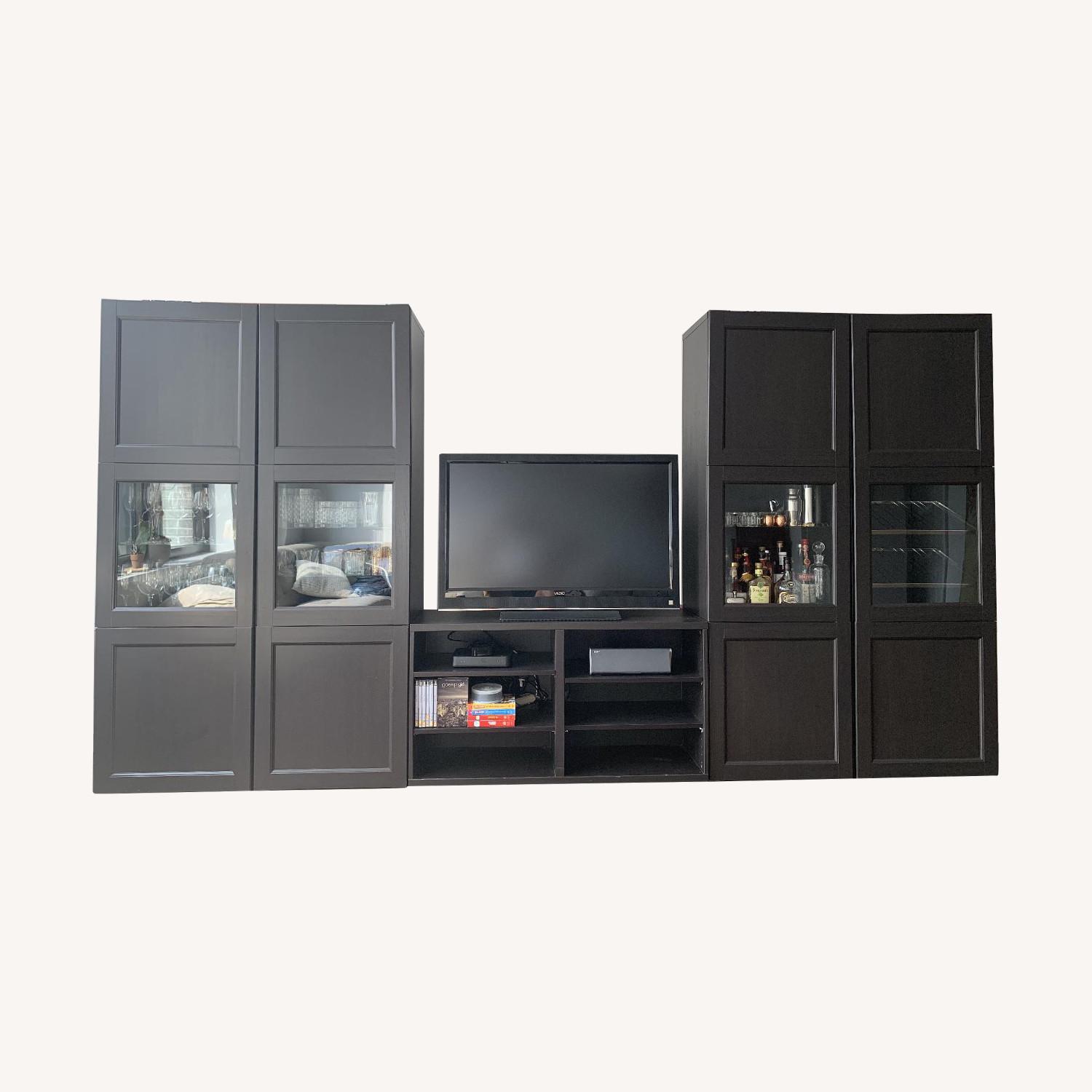 Ikea Dark Brown Besta Custom Wall Unit - AptDeco