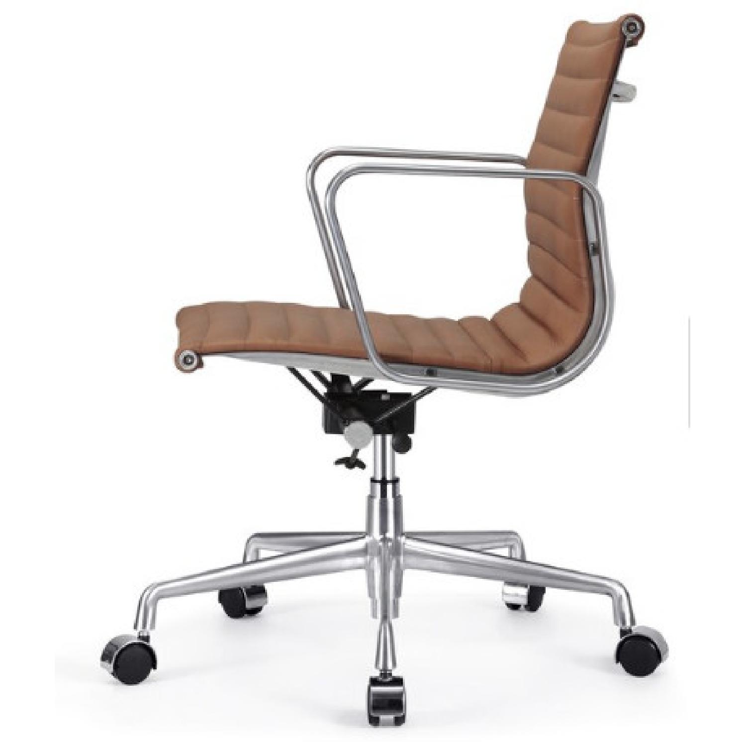 Brown Italian Leather Modern Office Chair - AptDeco